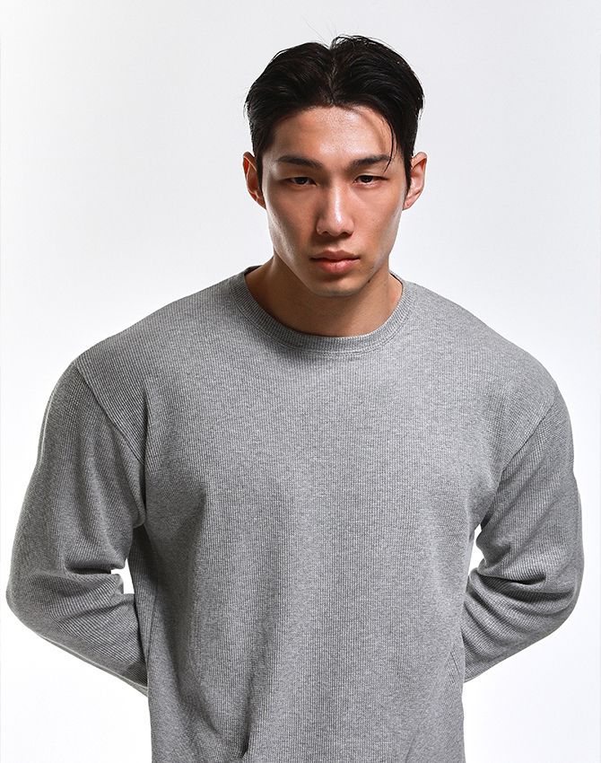 MUSINSA | RVD Waffle Semi Muscle Fit Long Sleeve (Gray)