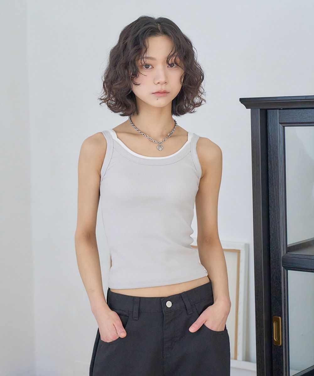 MUSINSA公式 | THE GREEN LAB Essential Golji Sleeveless Top [Light Grey]