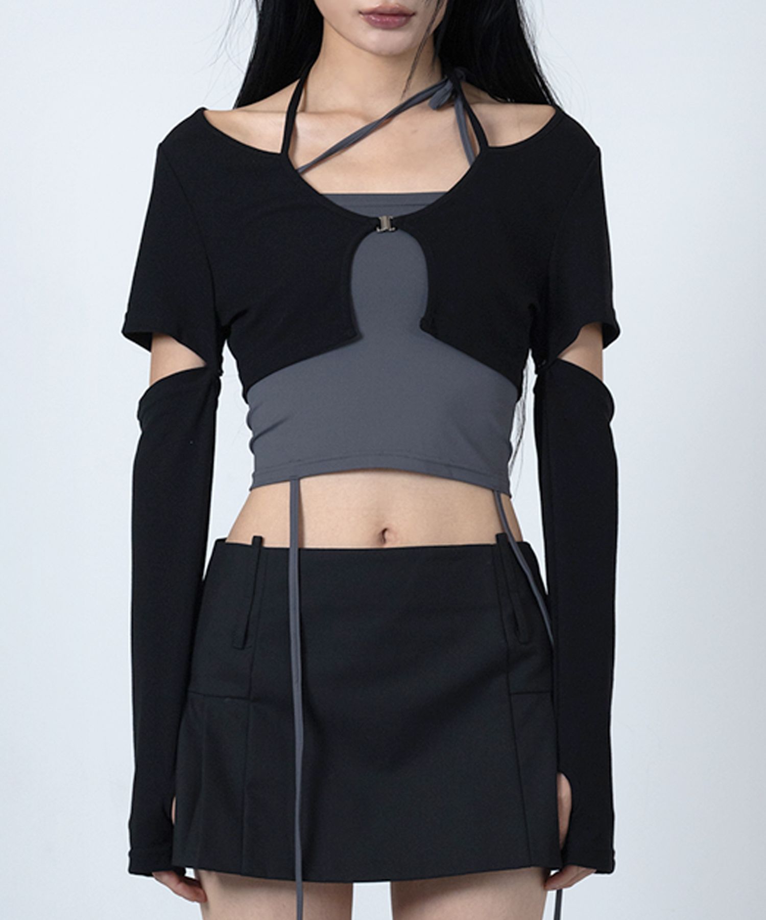 MUSINSA | ASSAY Bella String Crop Cardigan (Black)
