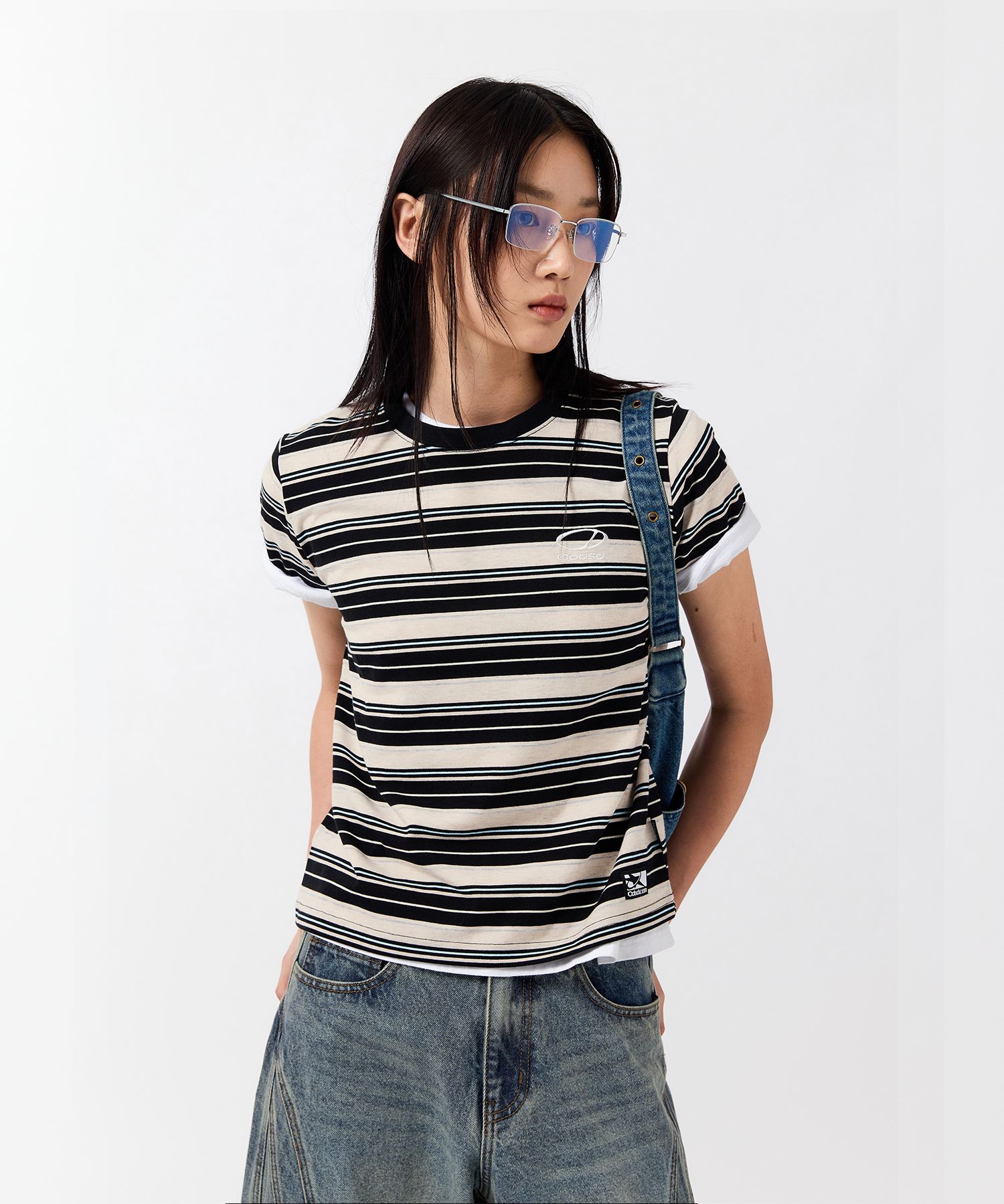 MUSINSA公式 | ODDSTUDIO ODSD Stripe Regular Fit T-Shirt - IVORY