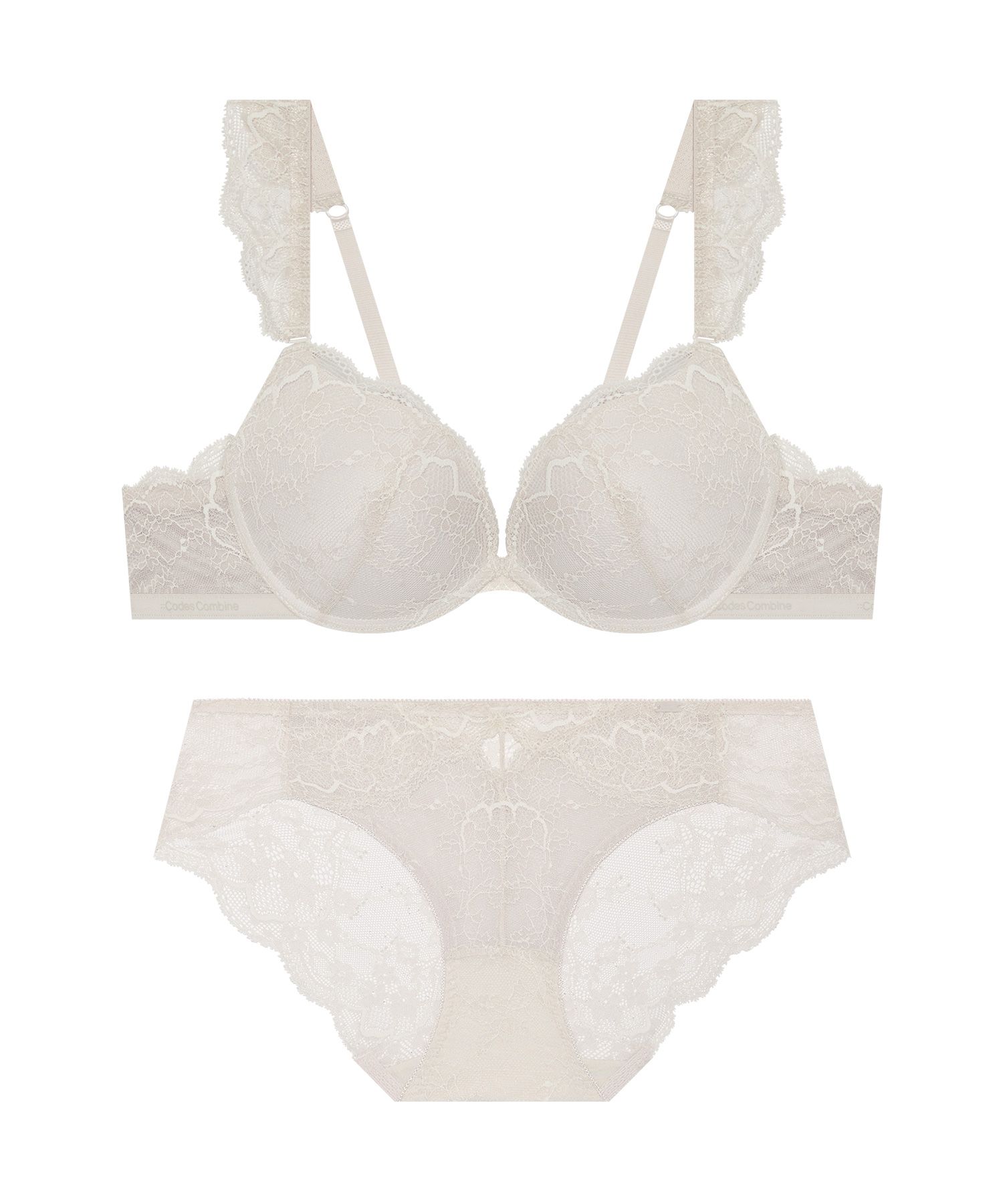 MUSINSA | CODESCOMBINE INNERWEAR Gorgeous lace bra panty set_Light ash pink