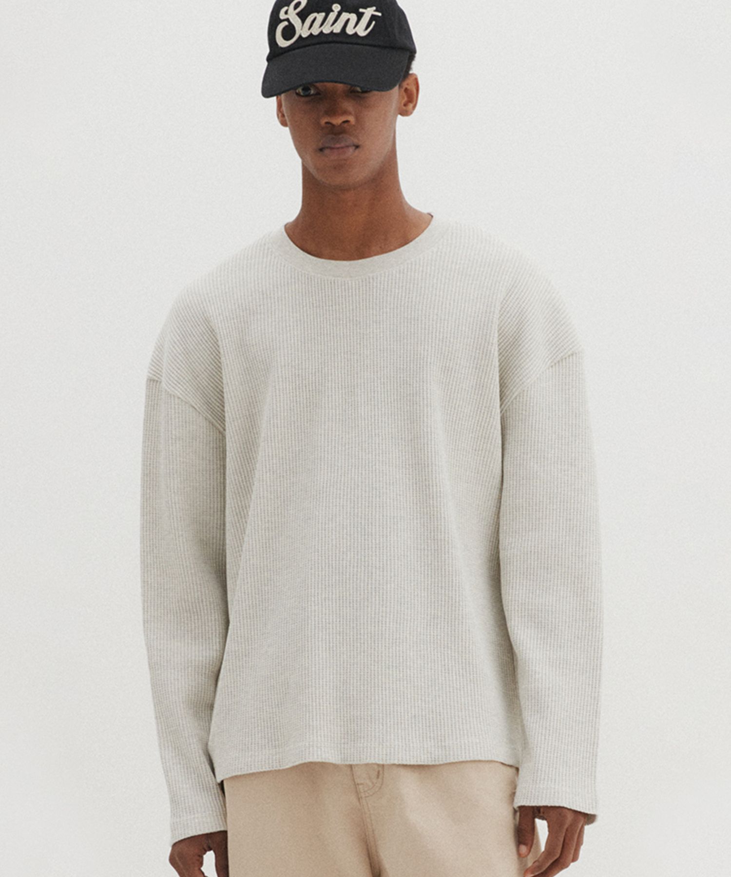 MUSINSA | DNSR Essential Waffle Long Sleeve Ivory