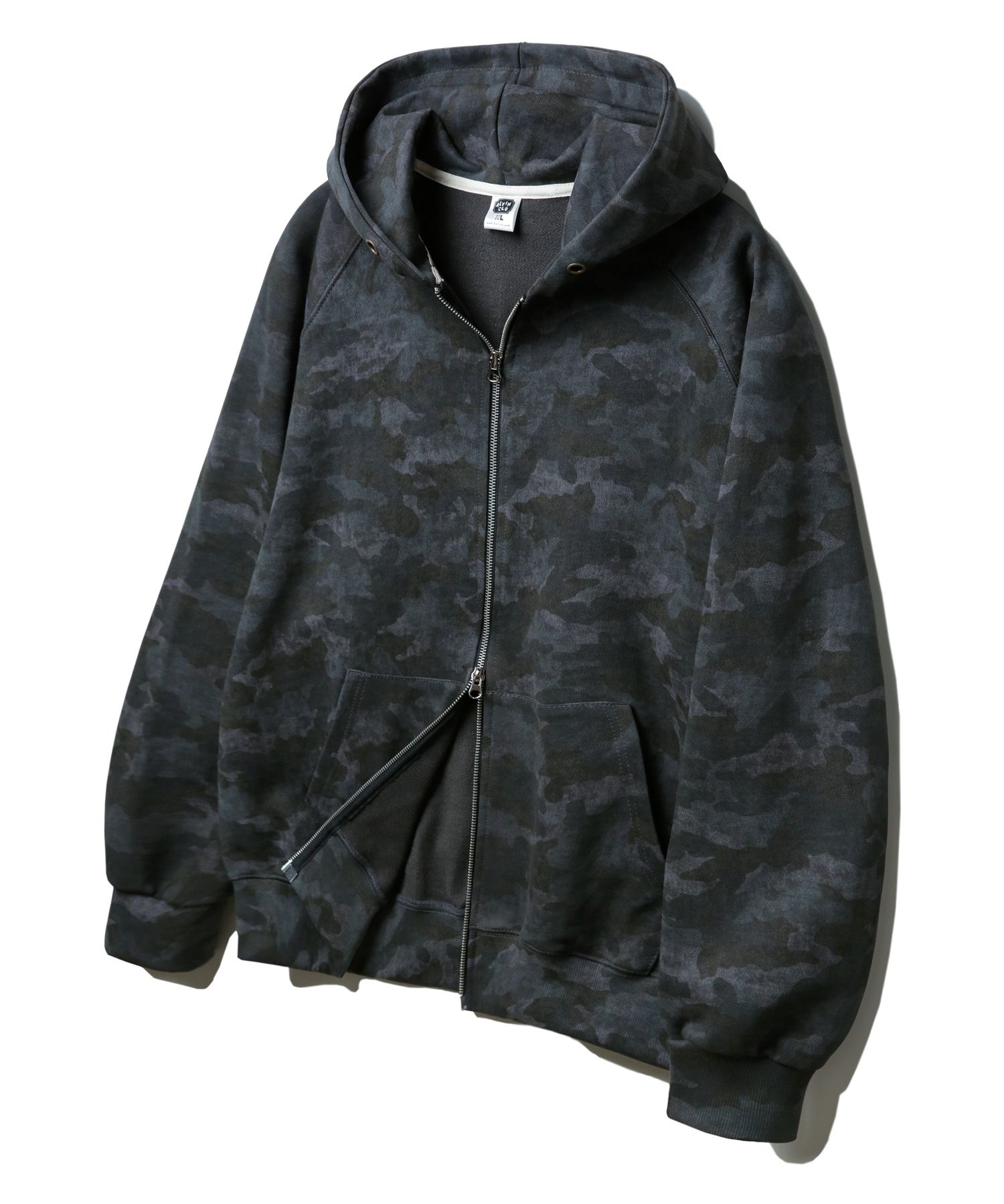 MUSINSA | ALVINCLO Basic Camo Raglan Two Way Hooded Zip-Up AZH663 (3 COLOR)