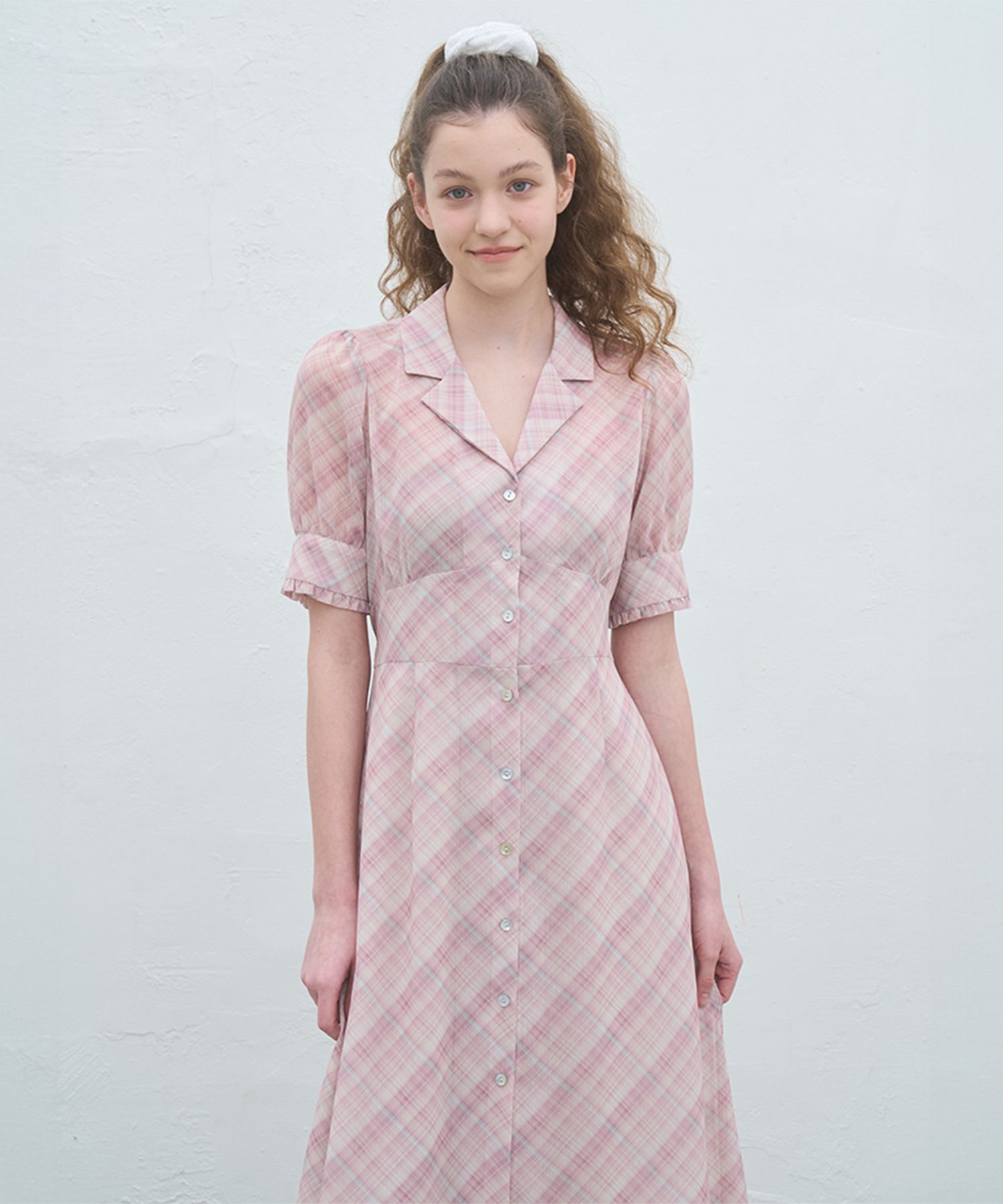 MUSINSA | VEMVER Color Detail Check Maxi Dress_Pink