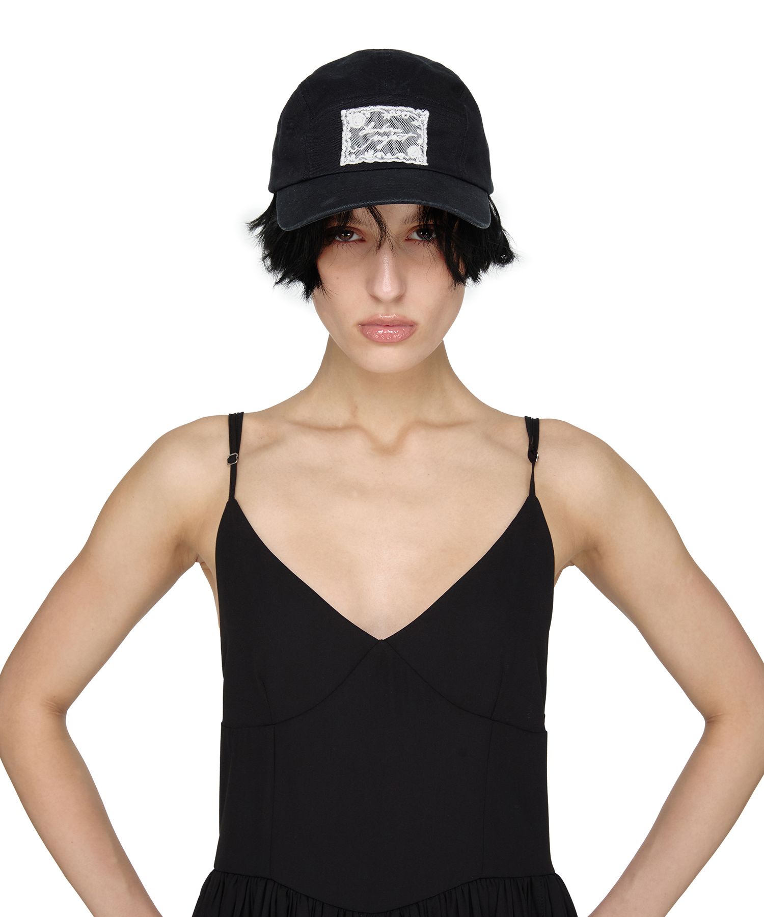 MUSINSA公式 | SUNBURN PROJECT Lace Label Camp Cap, BLACK