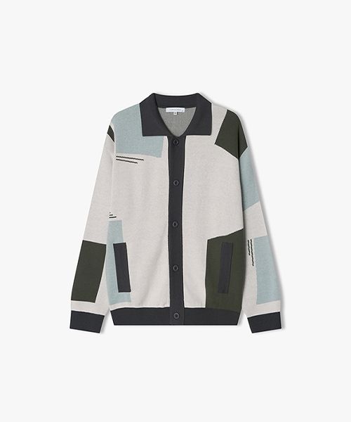 MUSINSA | LIBERCLASSY LLS51507 Off-White Block Color Collar Cardigan