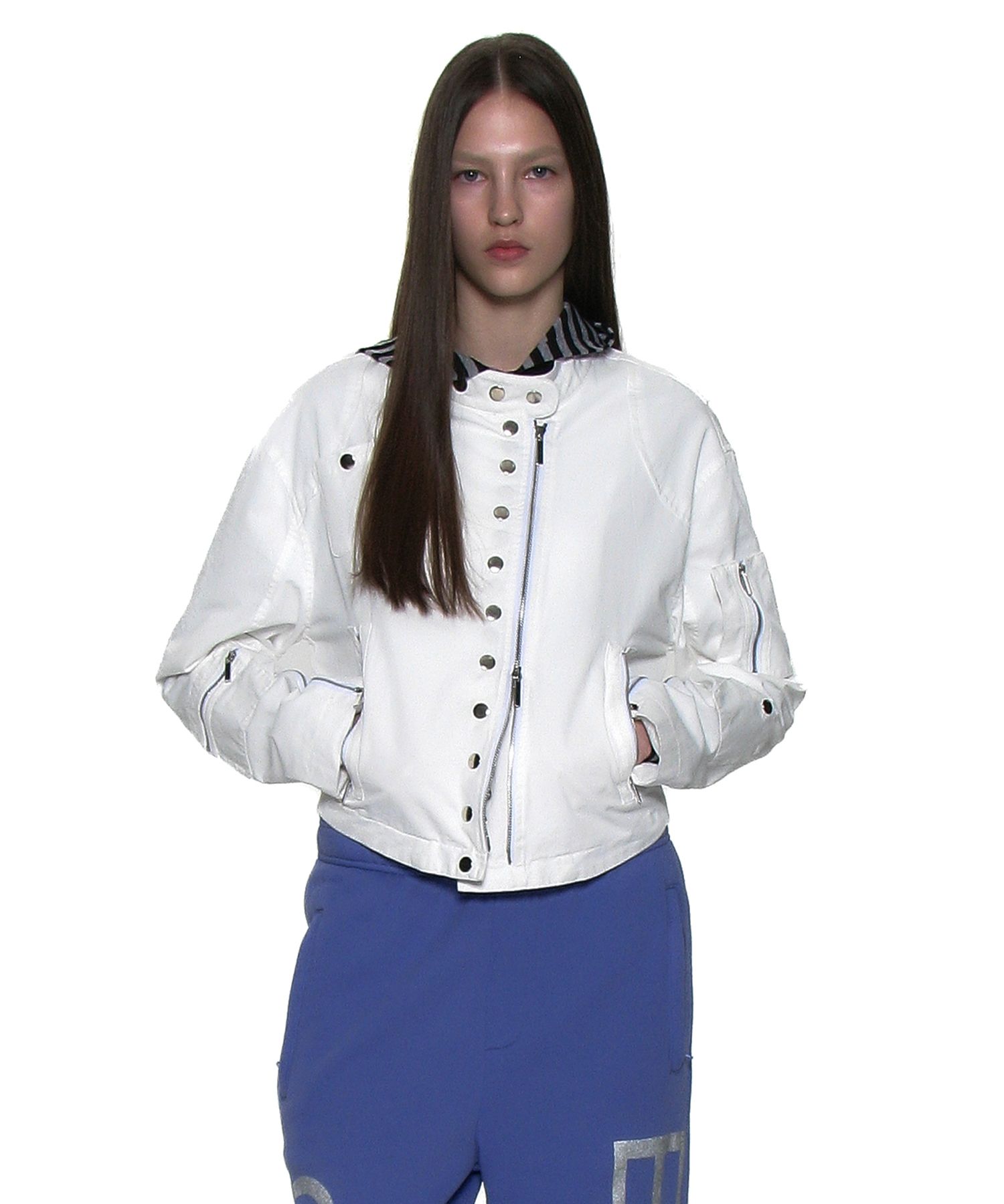 MUSINSA公式 | PARTIMENTO WOMEN Light Cotton Biker Jacket_White