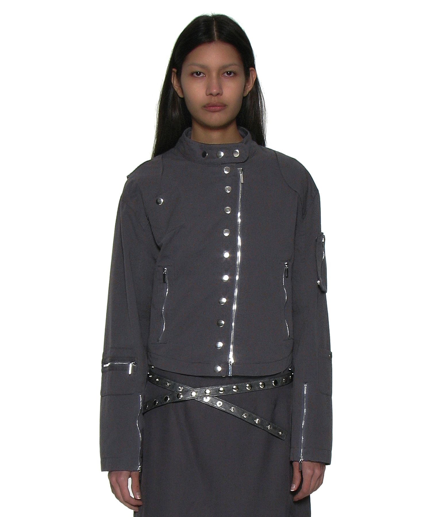 MUSINSA | PARTIMENTO WOMEN Light Cotton Biker Jacket_Charcoal