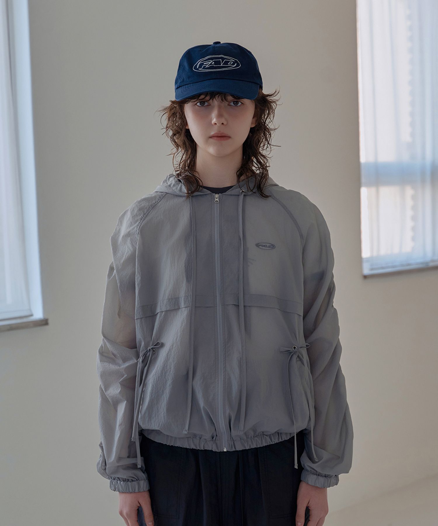 MUSINSA公式 | FAD Ribbon Hoodie Windbreaker (Light Grey)