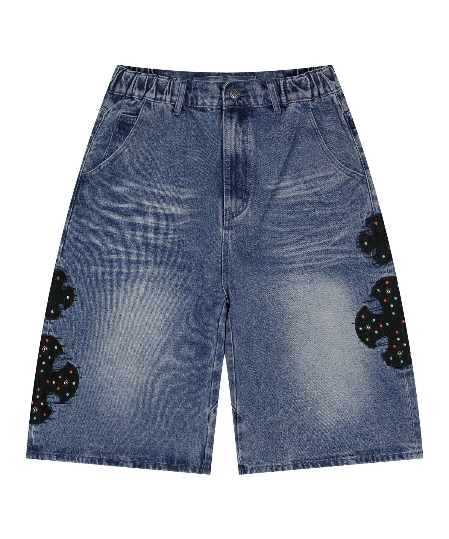 MUSINSA | GLACK GP132 Jewel Cross Denim Bermuda Pants (INDIGO)