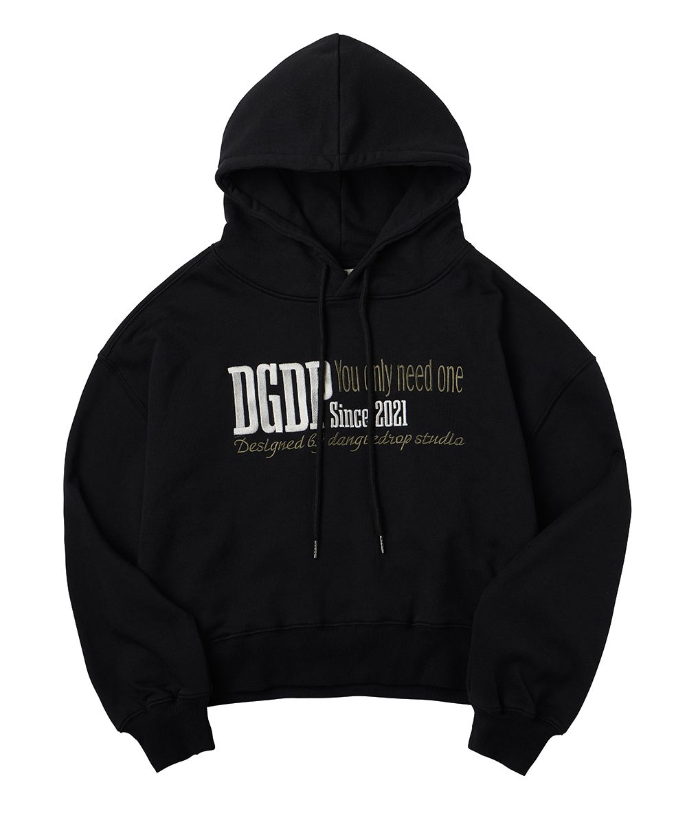 MUSINSA | DANGLEDROP DGDP YOU NEED Embroidered Crop Hoodie Black