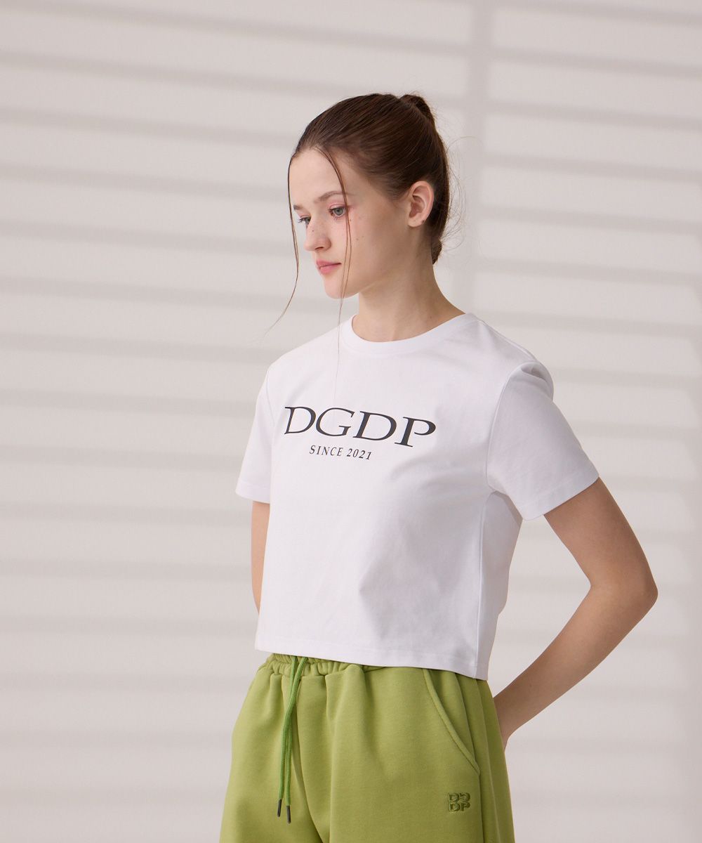 MUSINSA | DANGLEDROP DGDP Point Logo Crop Short Sleeve White