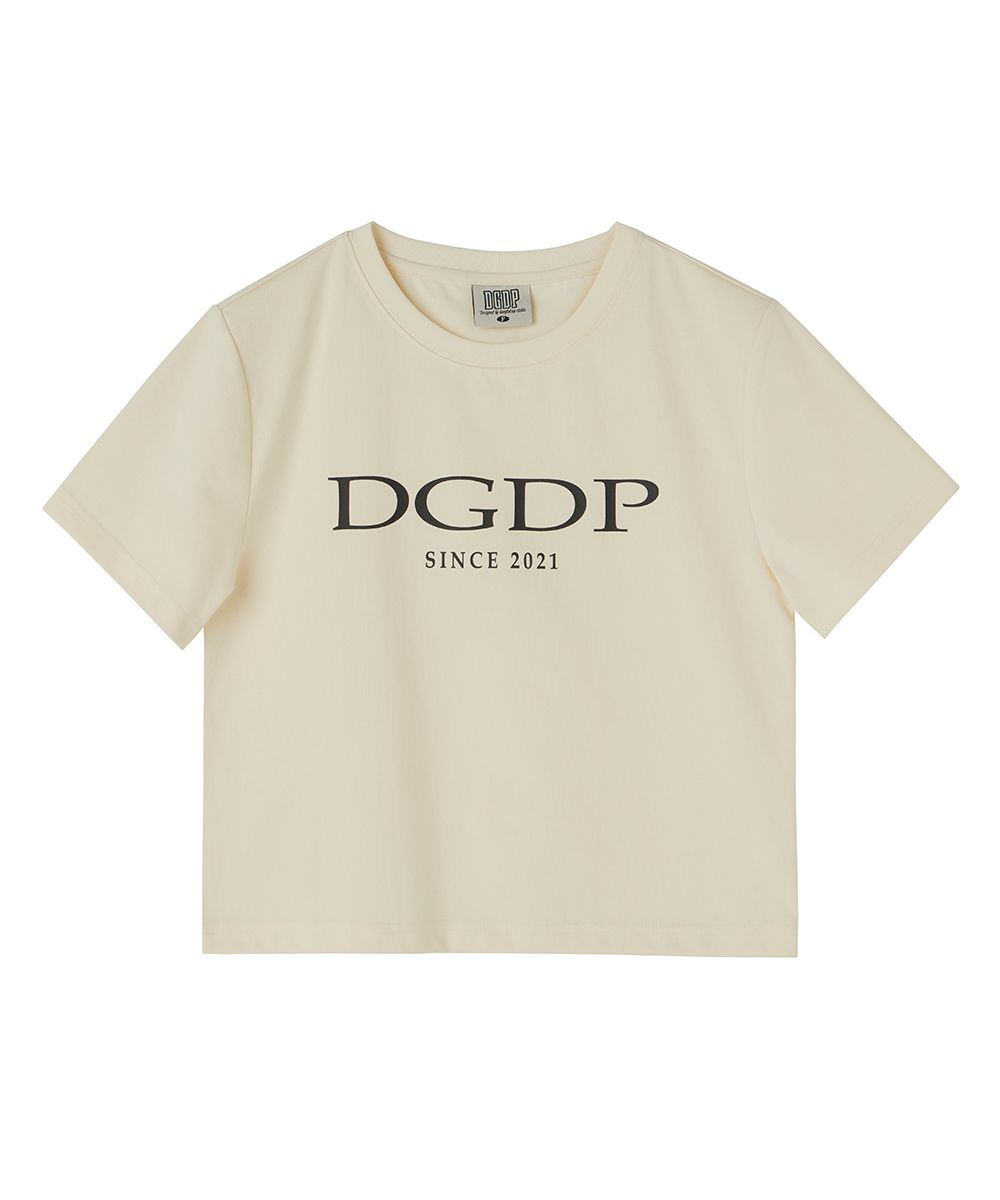 MUSINSA | DANGLEDROP DGDP Point Logo Crop Short Sleeve Cream