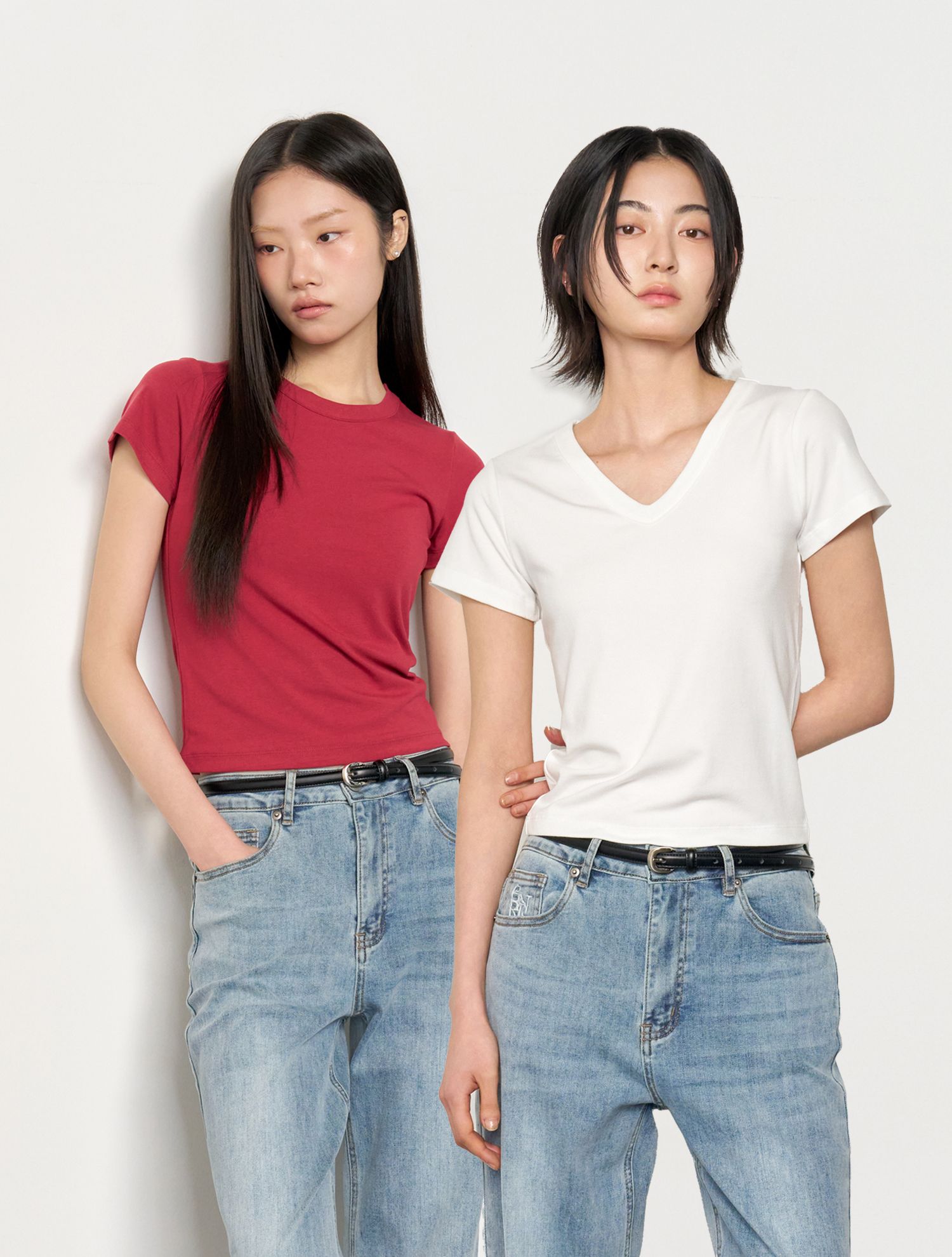 MUSINSA公式 | GENERAL IDEA Slim short sleeve T-shirt 2TYPE [SET]