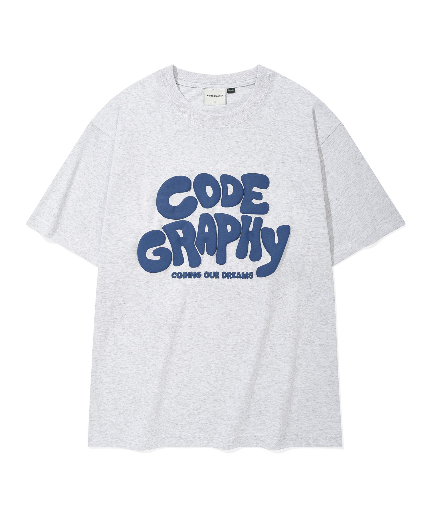 MUSINSA | Codegraphy JELLY Logo Short Sleeve T-Shirt_Melange Gray