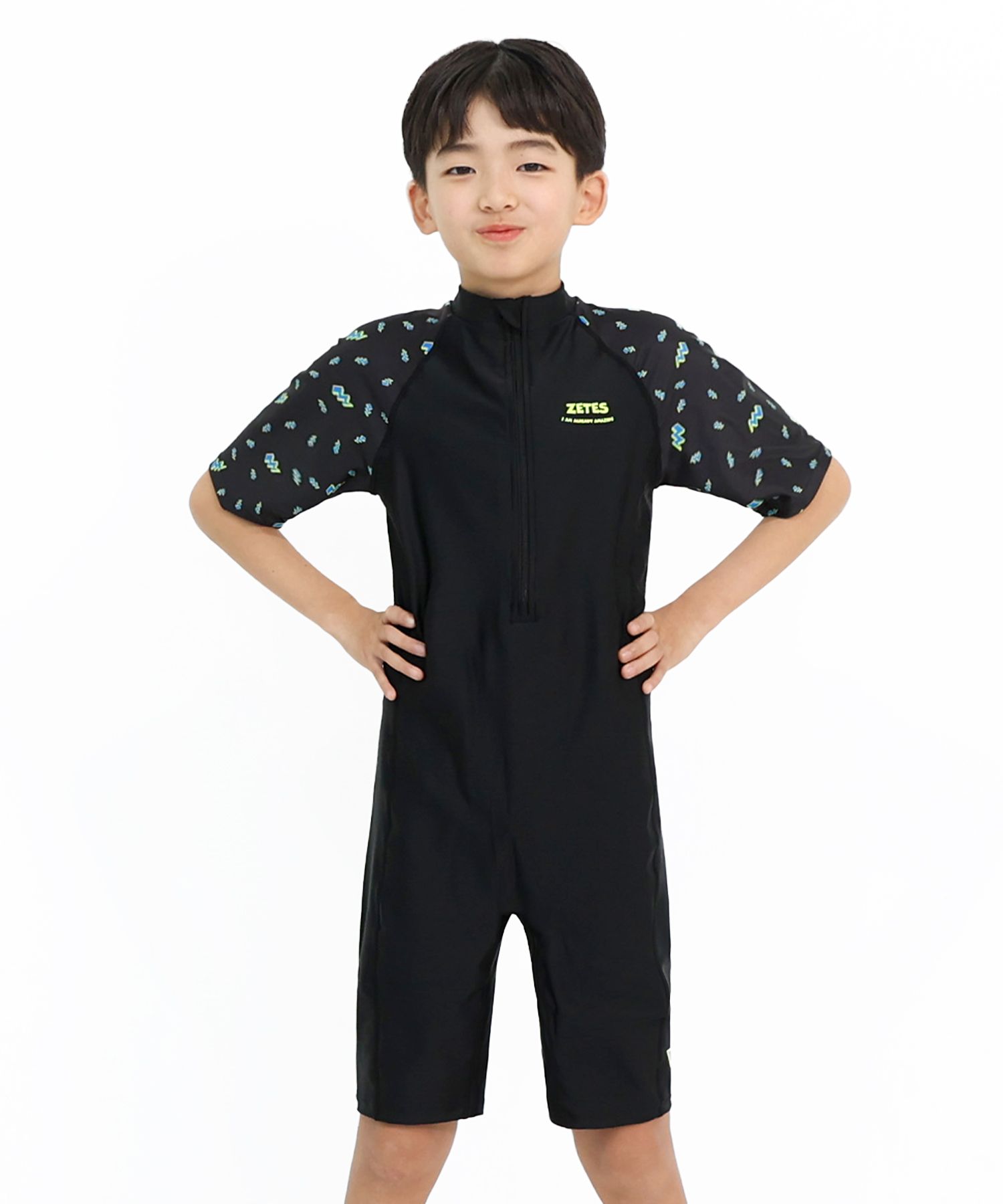 MUSINSA | ZETES Jetes Men's Splash Thunderbolt Zip-Up Short Sleeve 5 ...