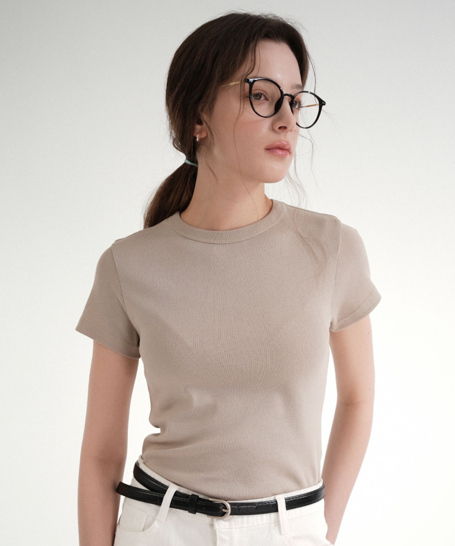 MUSINSA | VLETI Cotton Basic Half Tee (beige)