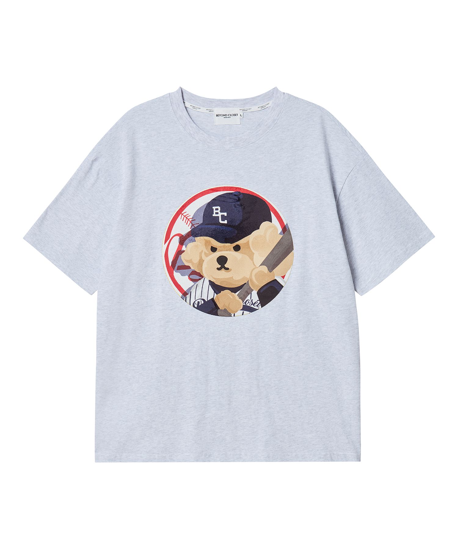 MUSINSA | BEYOND CLOSET ILP Baseball Patch Dog Short Sleeve T-Shirt Gray