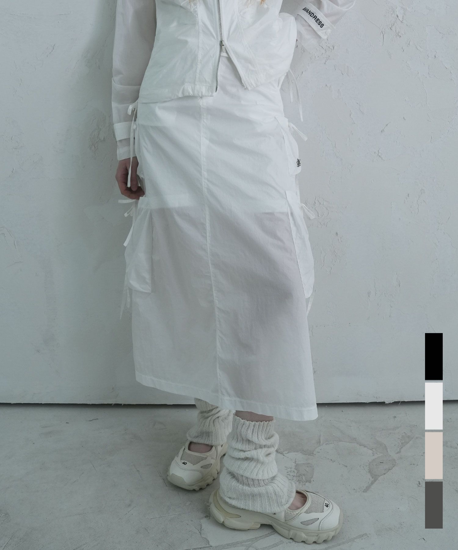 MUSINSA | AVANDRESS Ribbon Taslan Long Skirt - 4COL