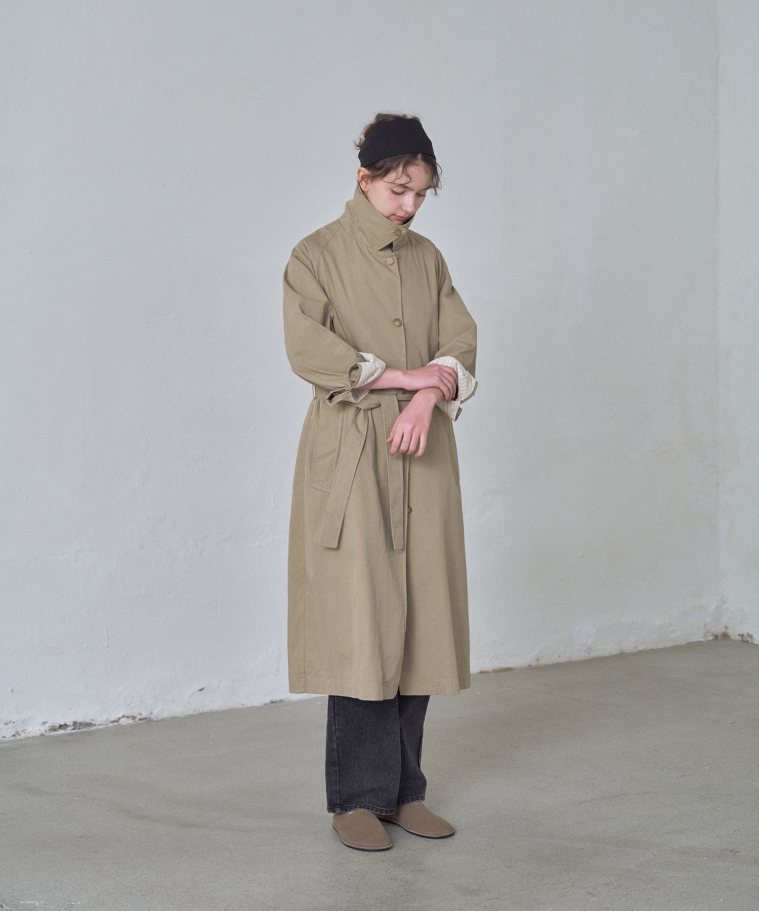 MUSINSA | HANE Belted Long Trench Coat_Beige