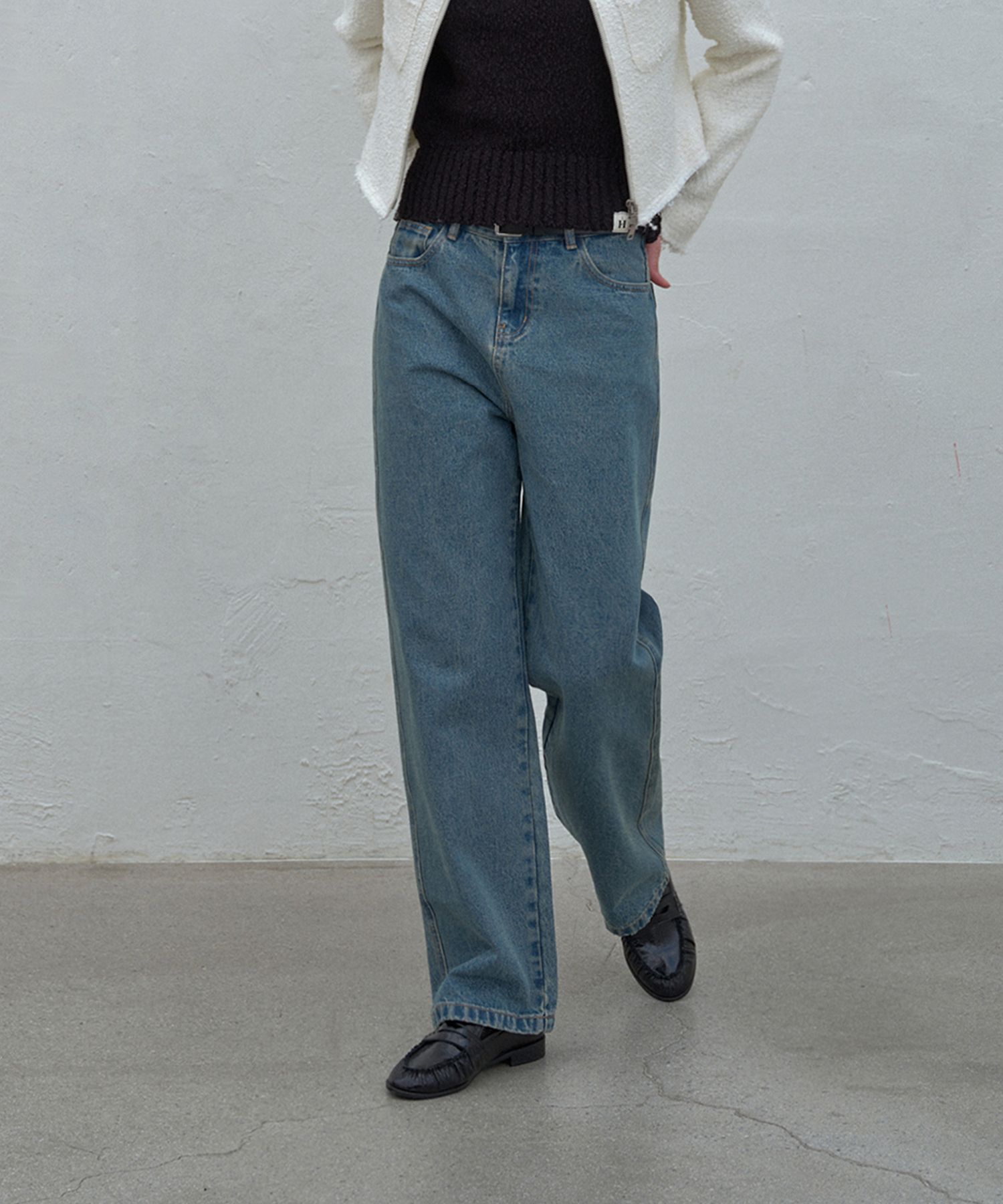 MUSINSA公式 | HANE Classic Semi Wide Denim Pants_Light Blue