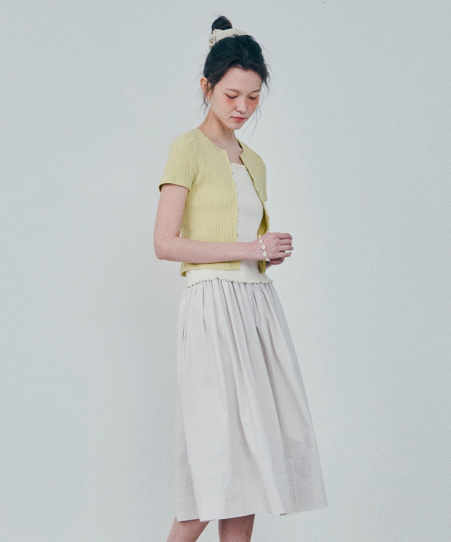 MUSINSA | HANE Strap Flare Skirt_Beige