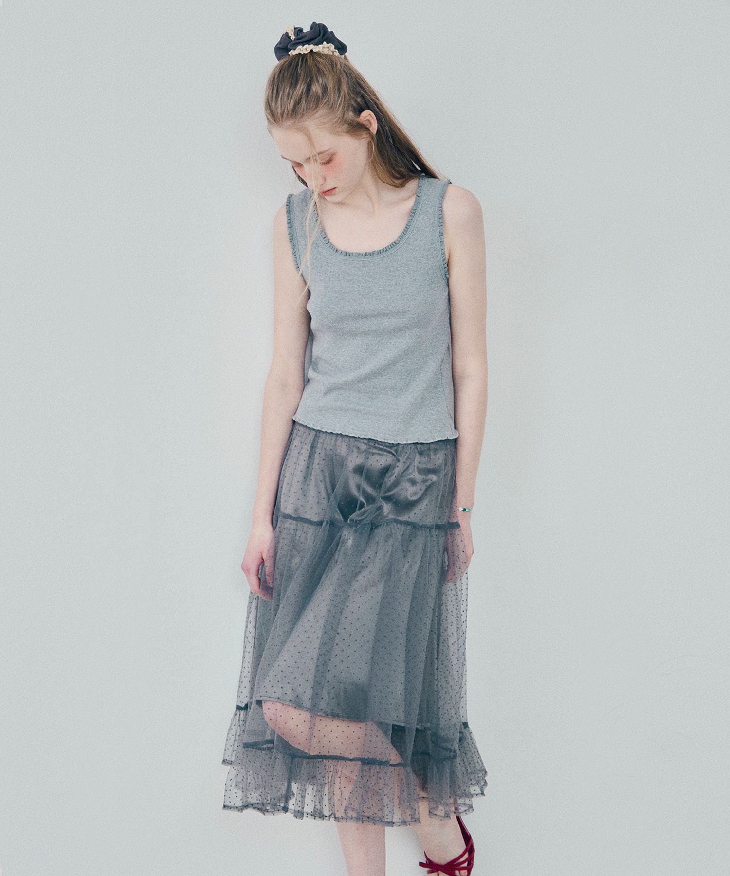 MUSINSA | HANE Tiered Sha Skirt_Blush Grey
