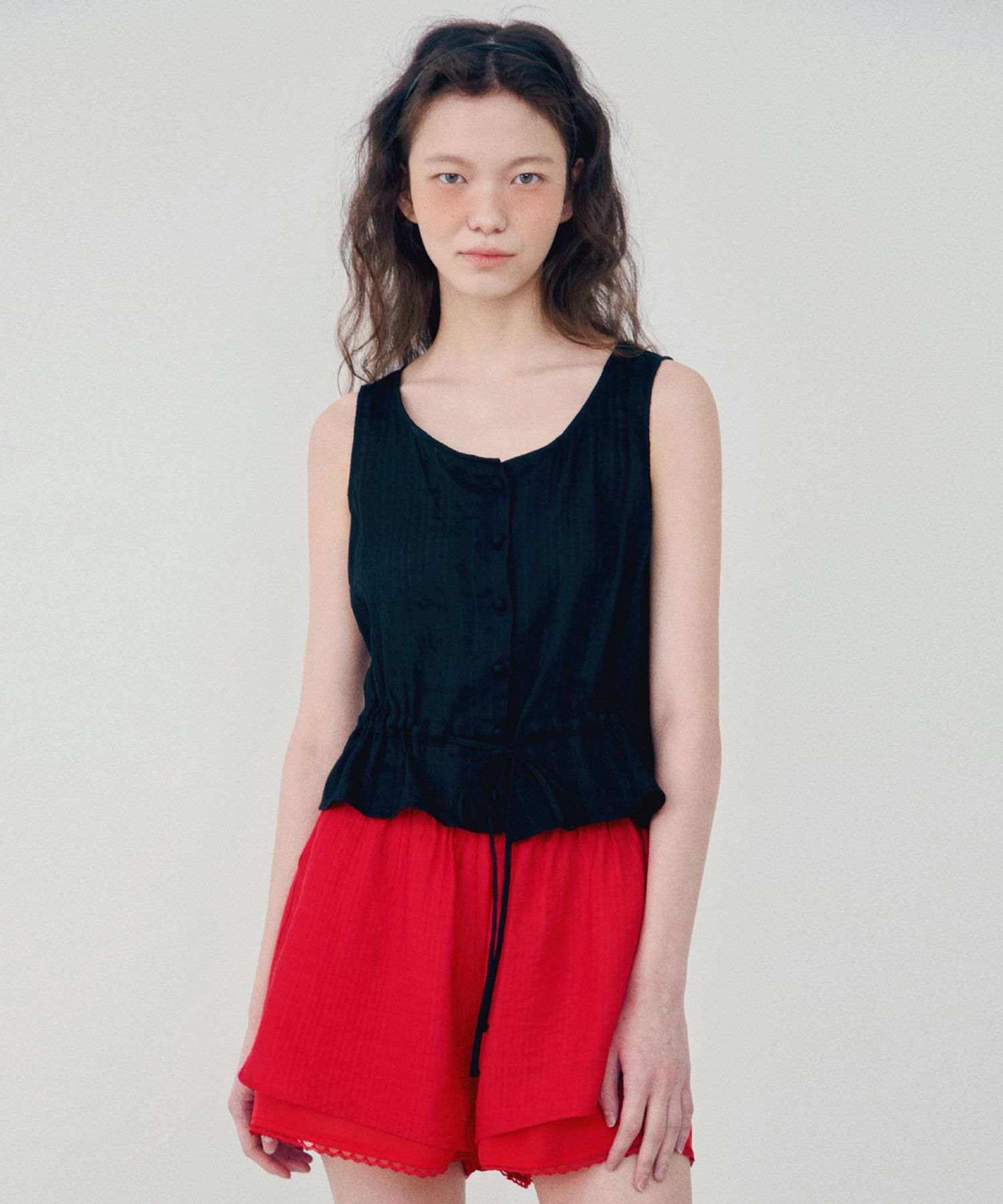MUSINSA | HANE Encase Strap Sleeveless Blouse_Black Ink