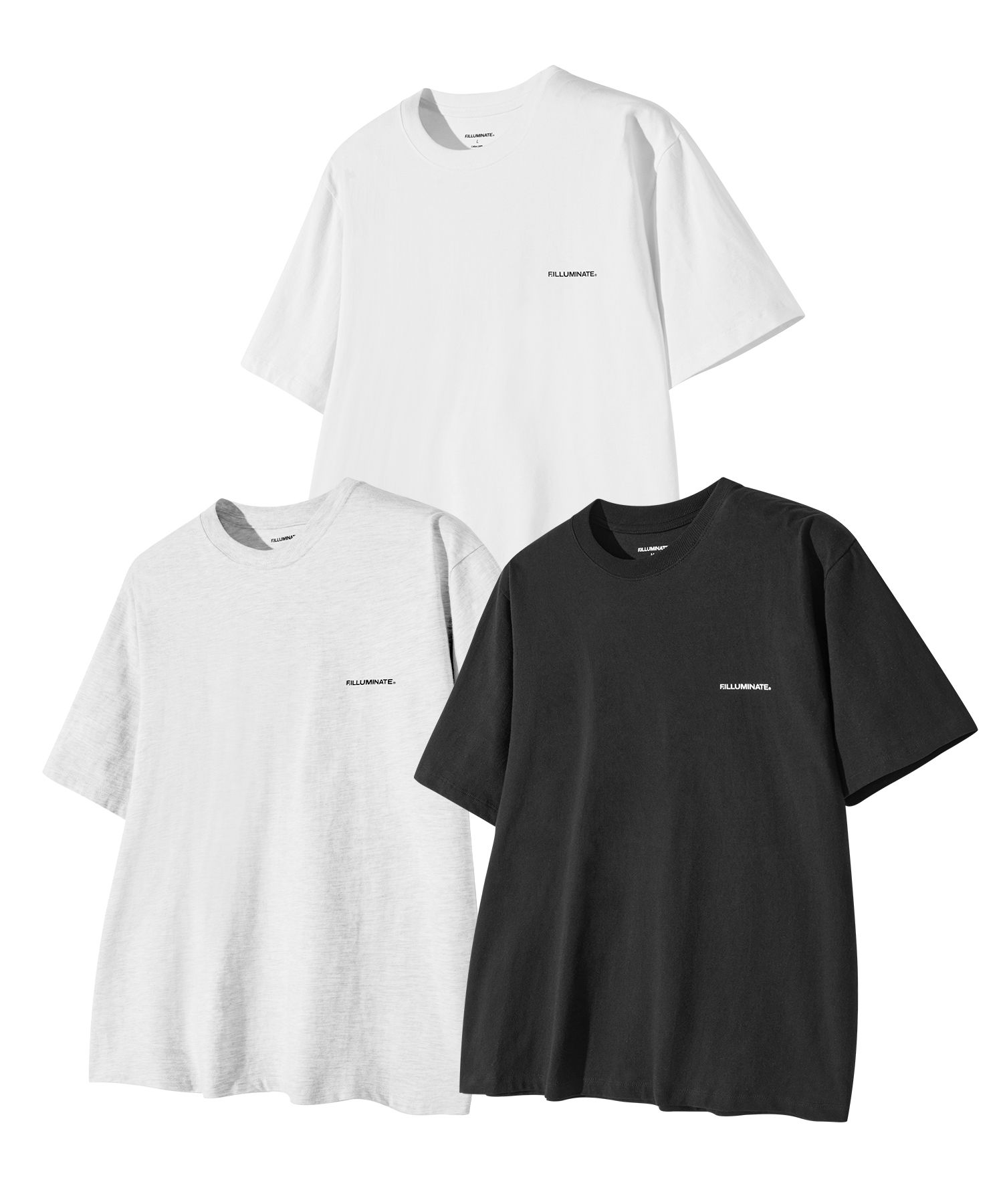 MUSINSA | FILLUMINATE [3PACK] Small Authentic Logo T-Shirt