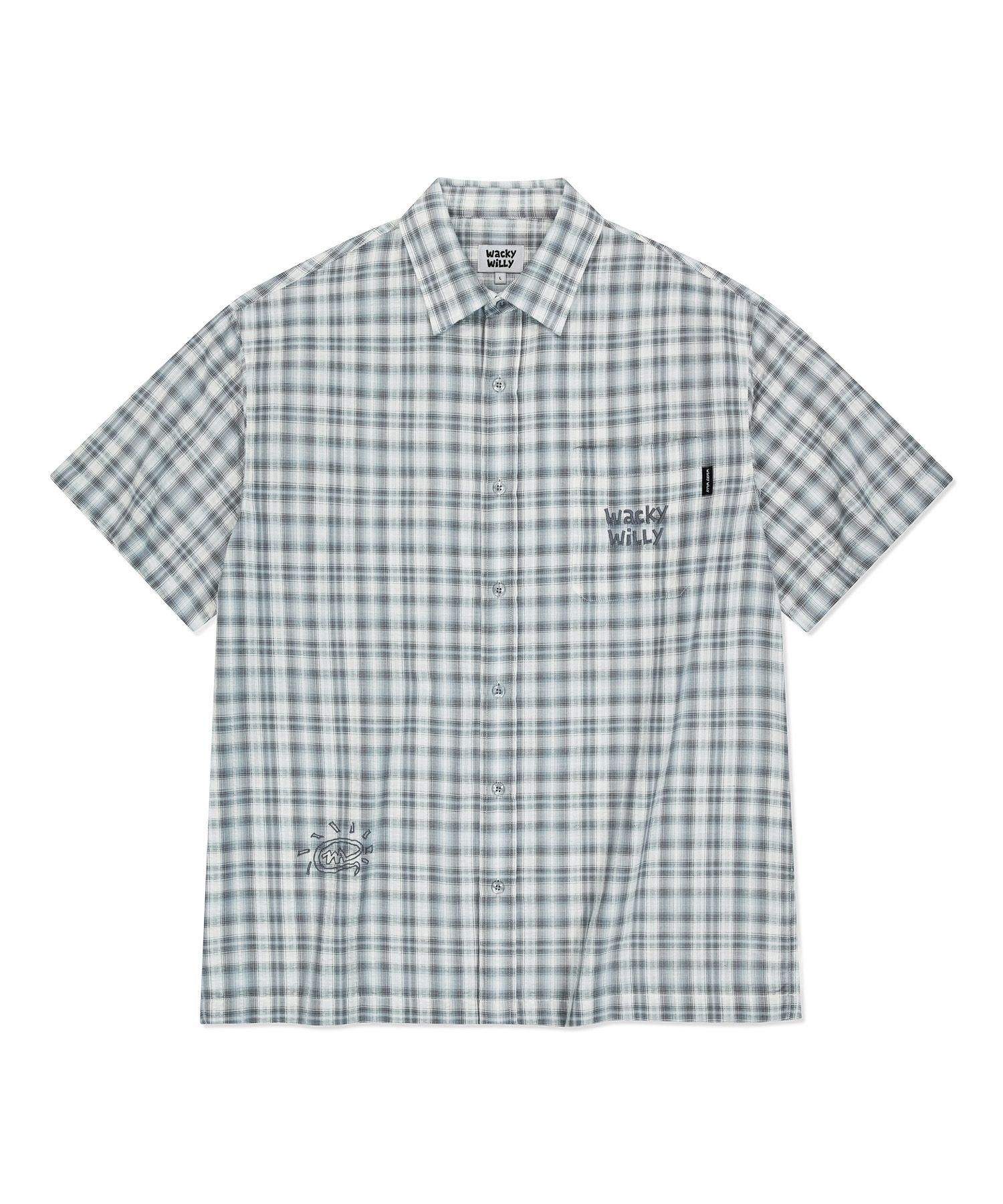MUSINSA | WACKY WILLY Big check short sleeve shirt blue