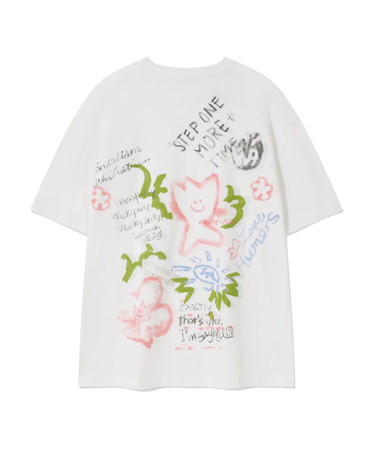 MUSINSA | WACKY WILLY Kiki Graffiti Short Sleeve T-Shirt White