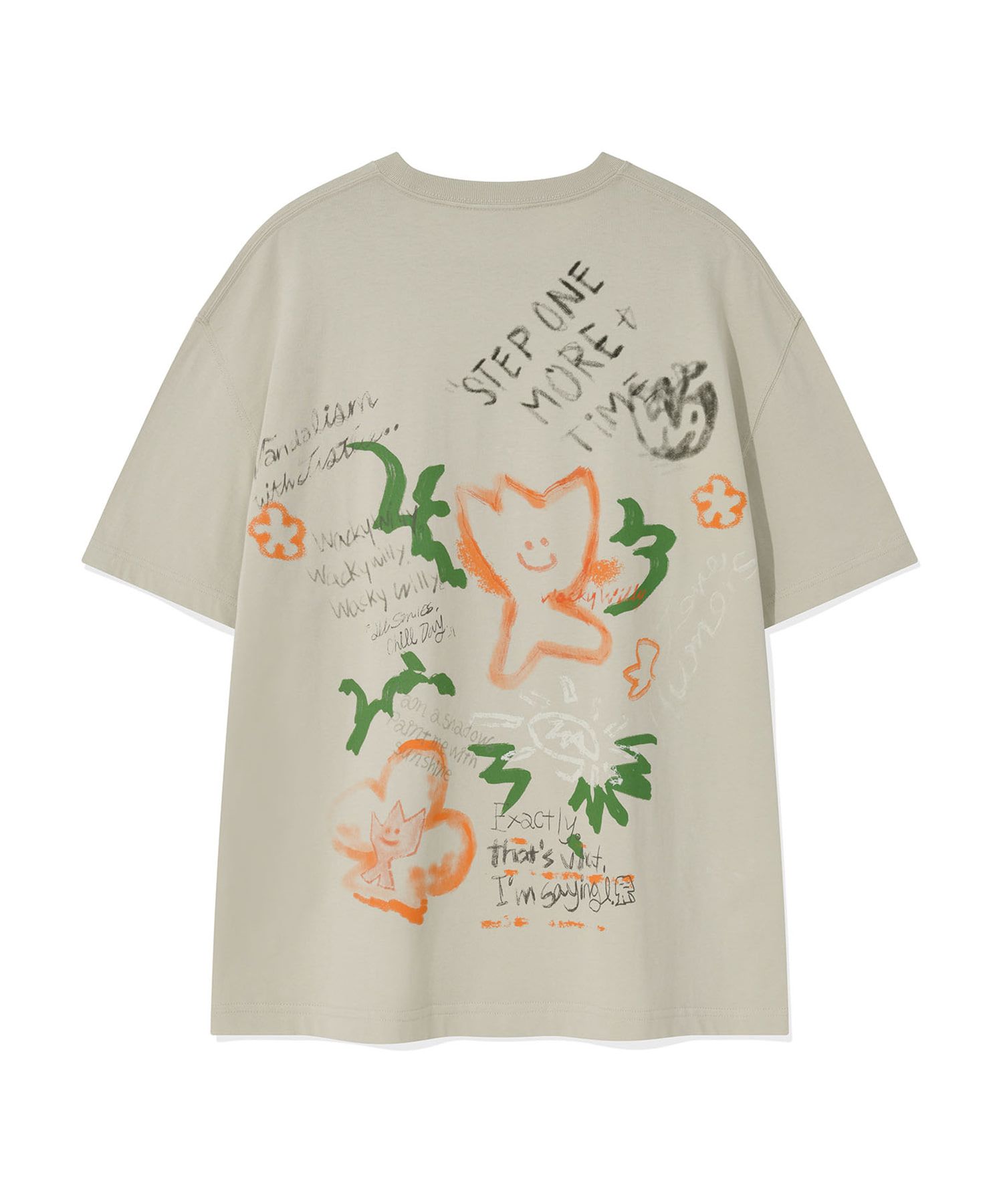 MUSINSA公式 | WACKY WILLY Kiki Graffiti Short Sleeve T-Shirt Light Grey