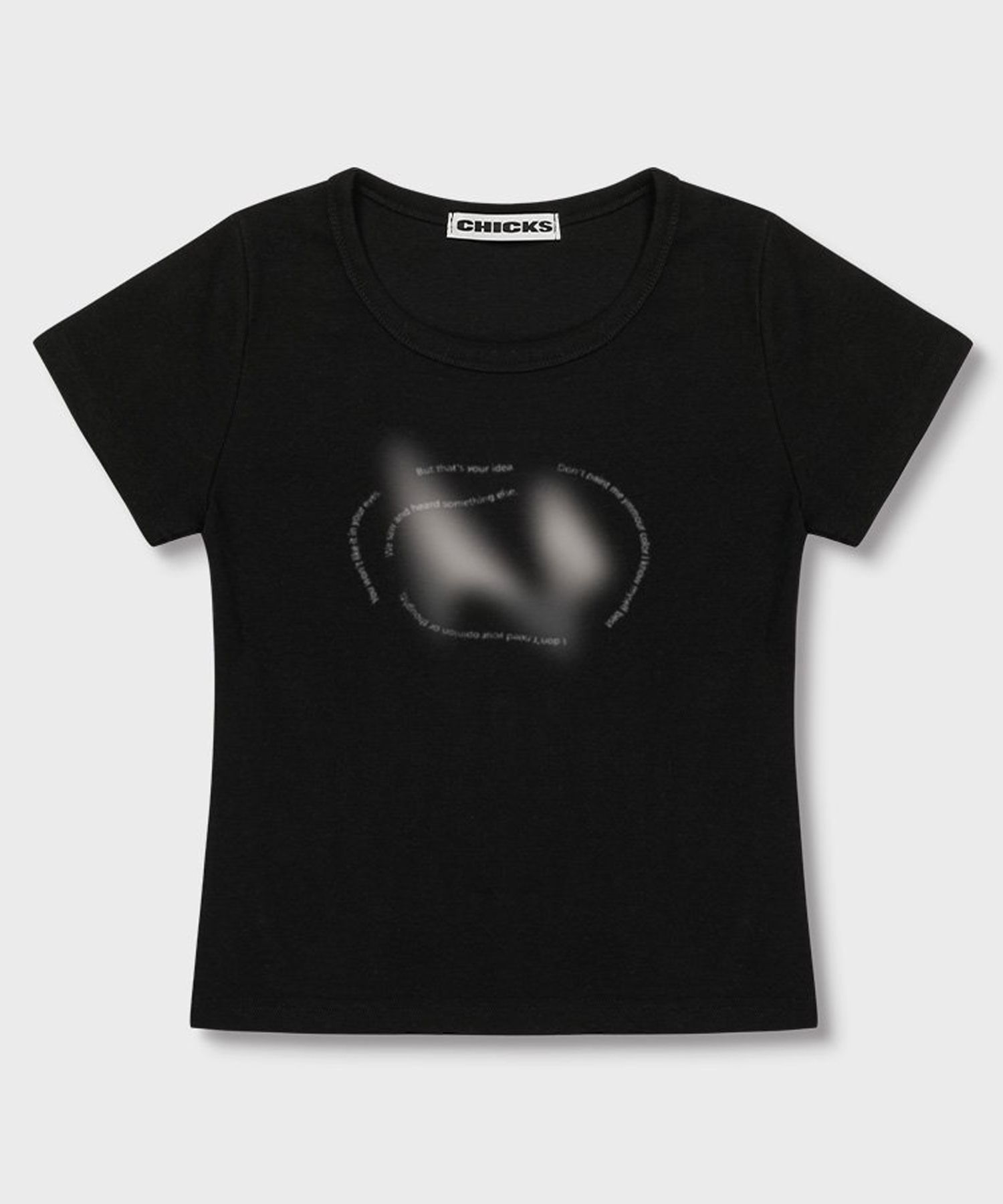 MUSINSA公式 | CHICKS Bold Essence Crop Slim Fit Short Sleeve T-Shirt Black
