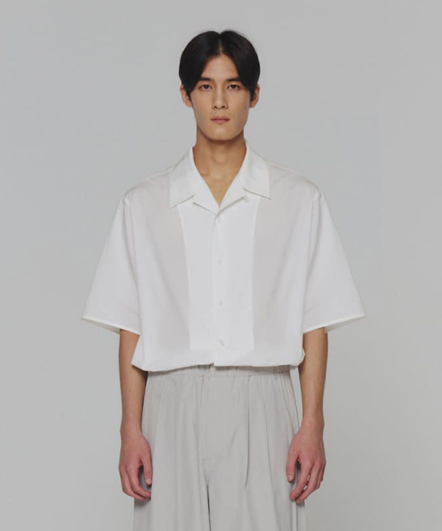 MUSINSA | AMOMENTO OPEN COLLAR HALF SHIRTS (3COLORS)