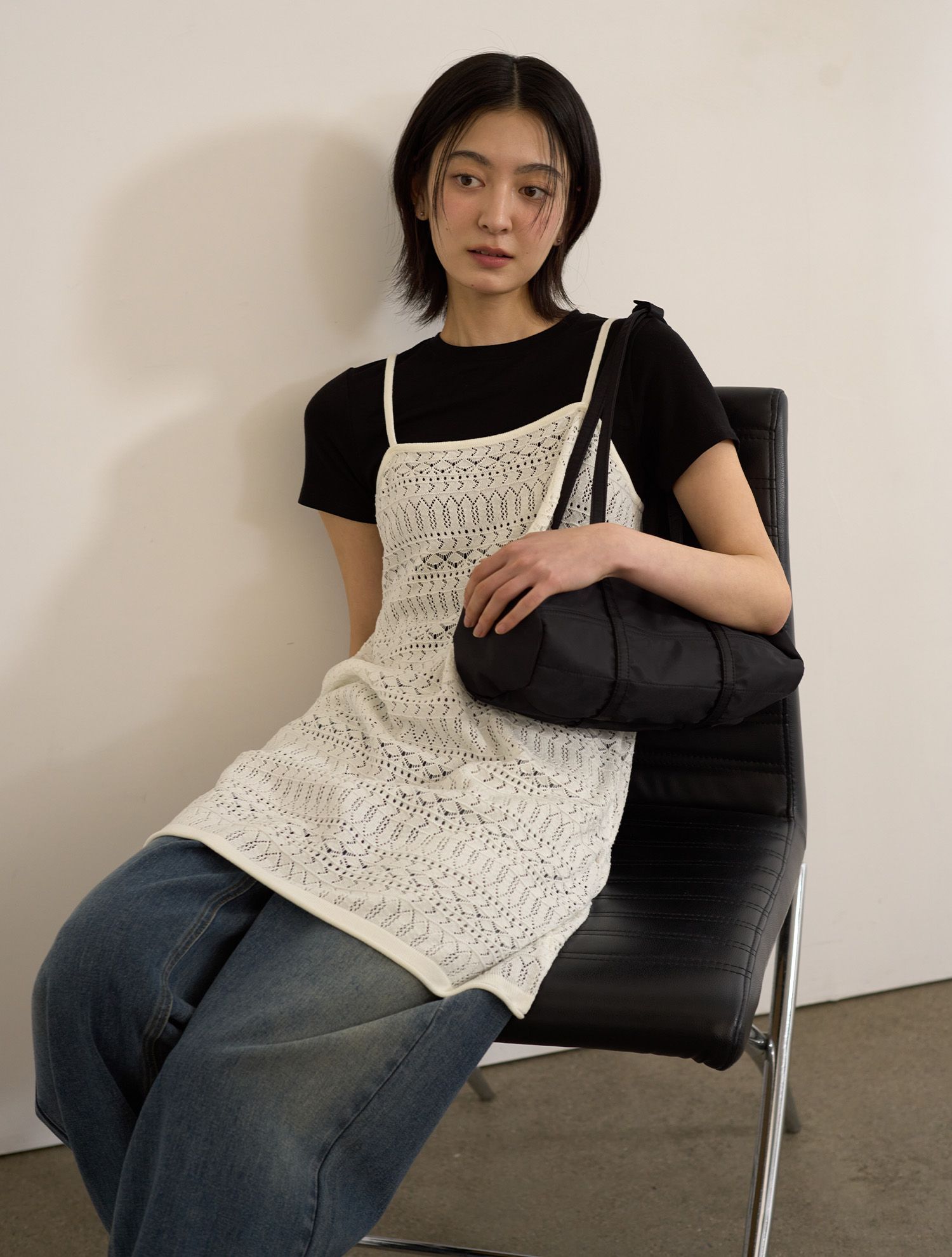 MUSINSA公式 | GENERAL IDEA Crochet Long Layered Knit Top [WHITE] / WBE2L05529