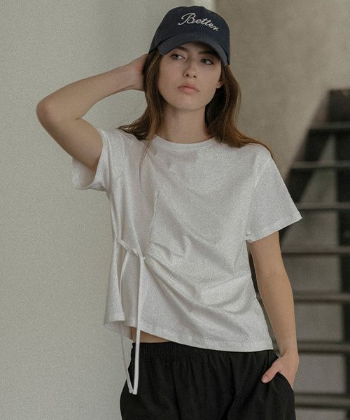 MUSINSA | KNOWNBETTER Side tuck strap T-shirt KNSS03TS08_Ivory