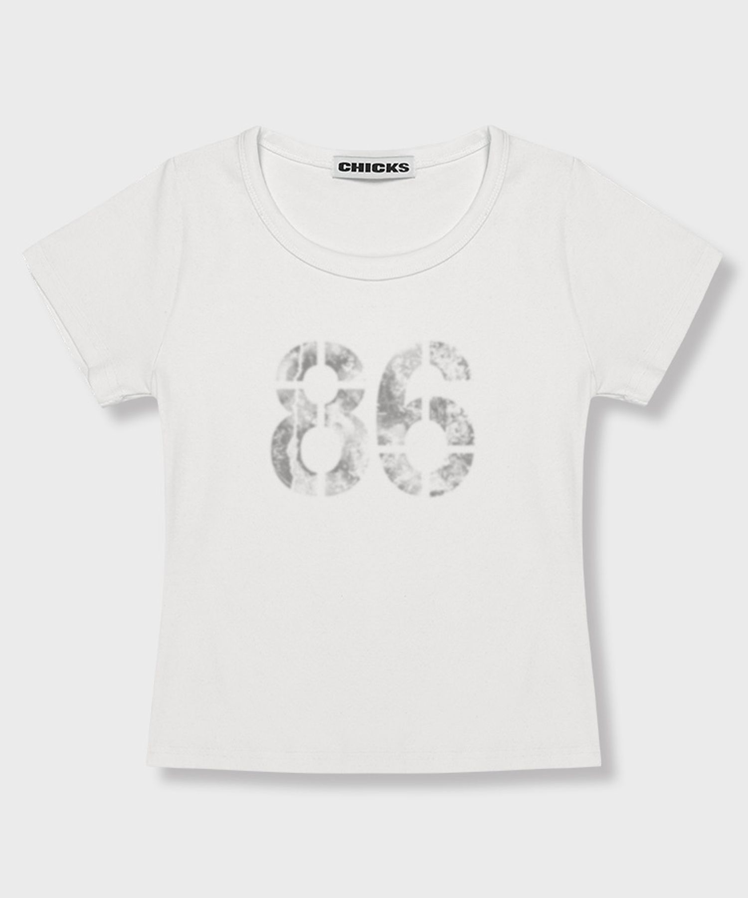 MUSINSA | CHICKS 86 Crop Slim Fit Short Sleeve T-Shirt White