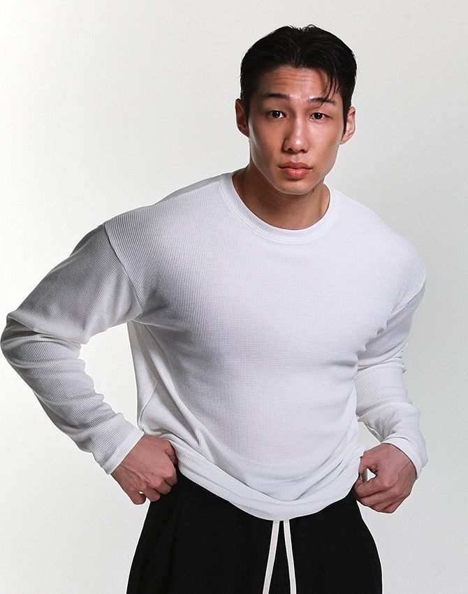 MUSINSA | RVD Waffle Semi Muscle Fit Long Sleeve (Off White)