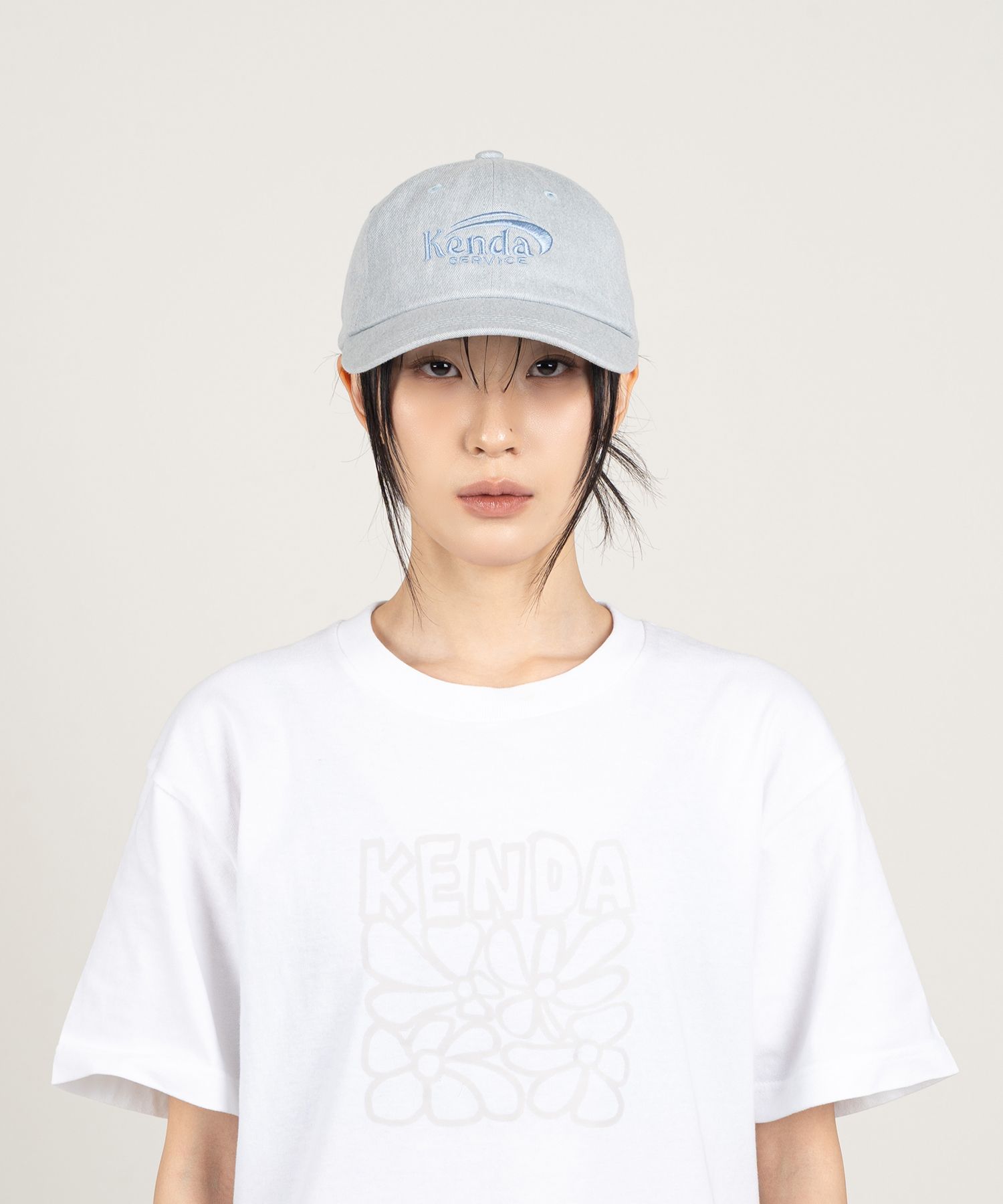 MUSINSA公式 | KENDA SLASH LOGO PIGMENT BALL CAP - LIGHT BLUE / PGBC01-14S