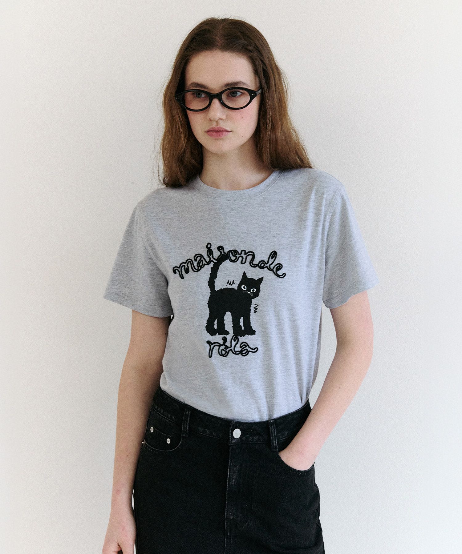 MUSINSA | ROLAROLA MAISON ROLA CAT FRIENDS T-SHIRT GRAY