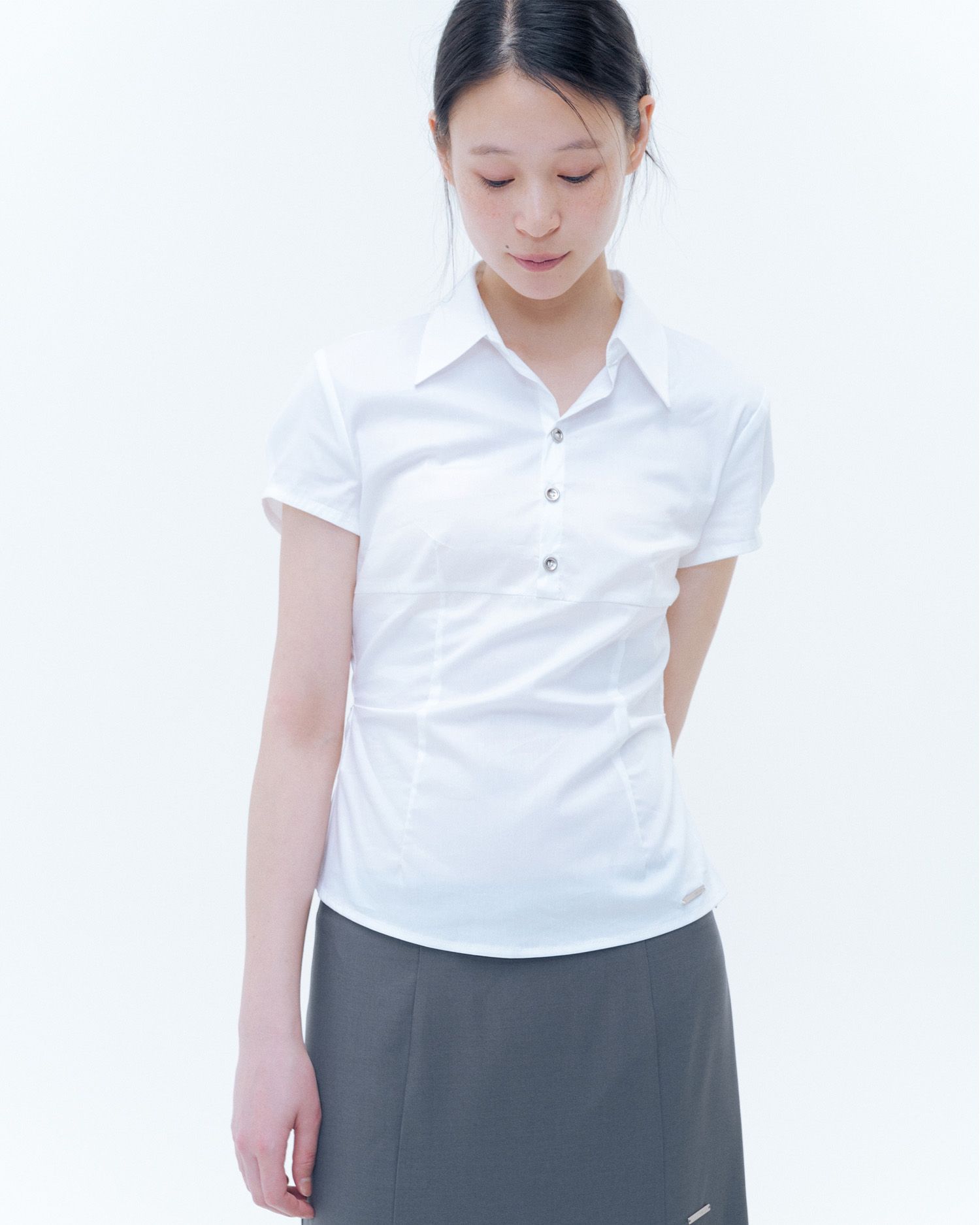 MUSINSA公式 | MISEKI SEOUL Fitted cap sleeves shirts WHITE