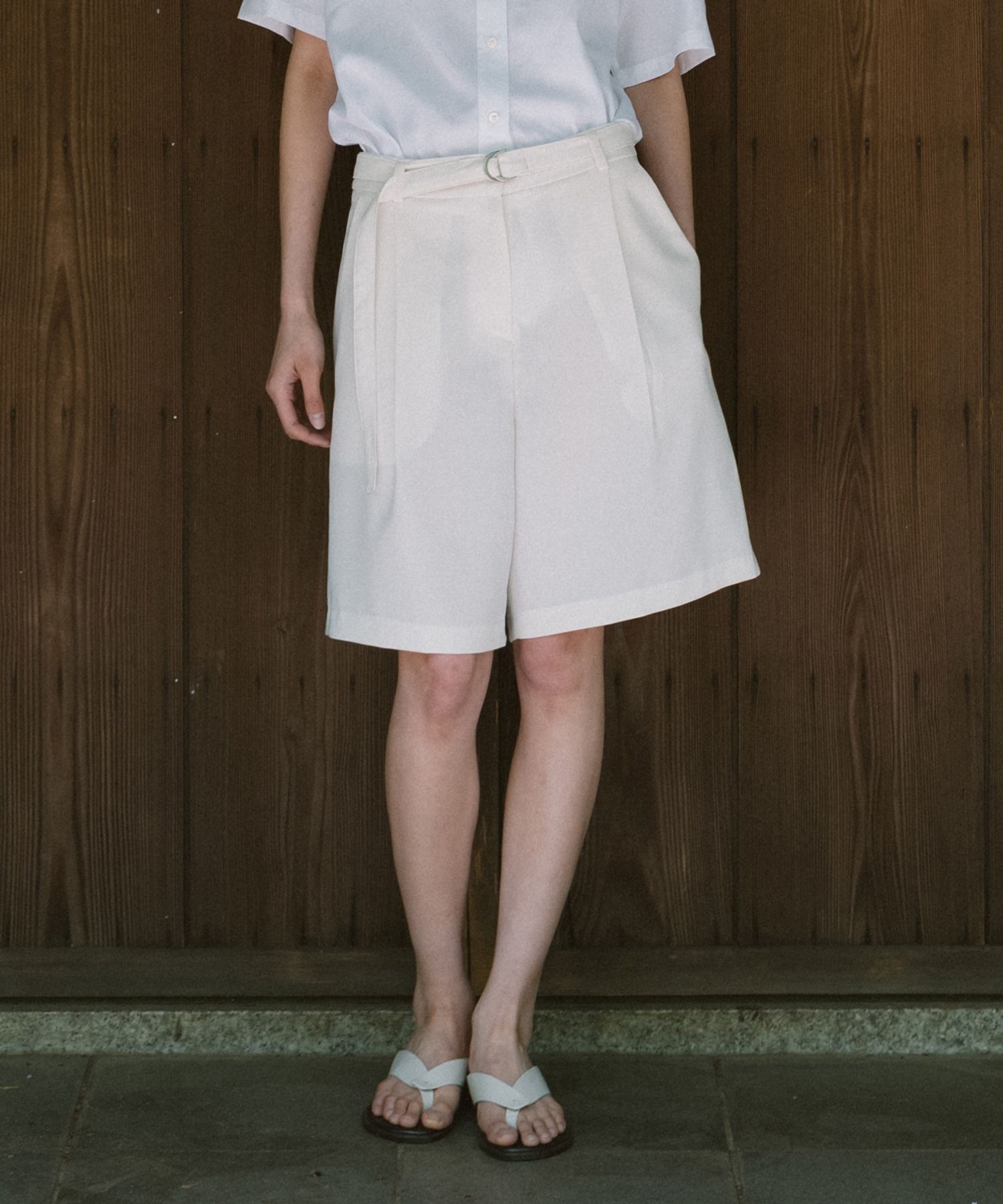 MUSINSA | SIYAZU SIPT7155 Airy Summer Half Slacks_Cream