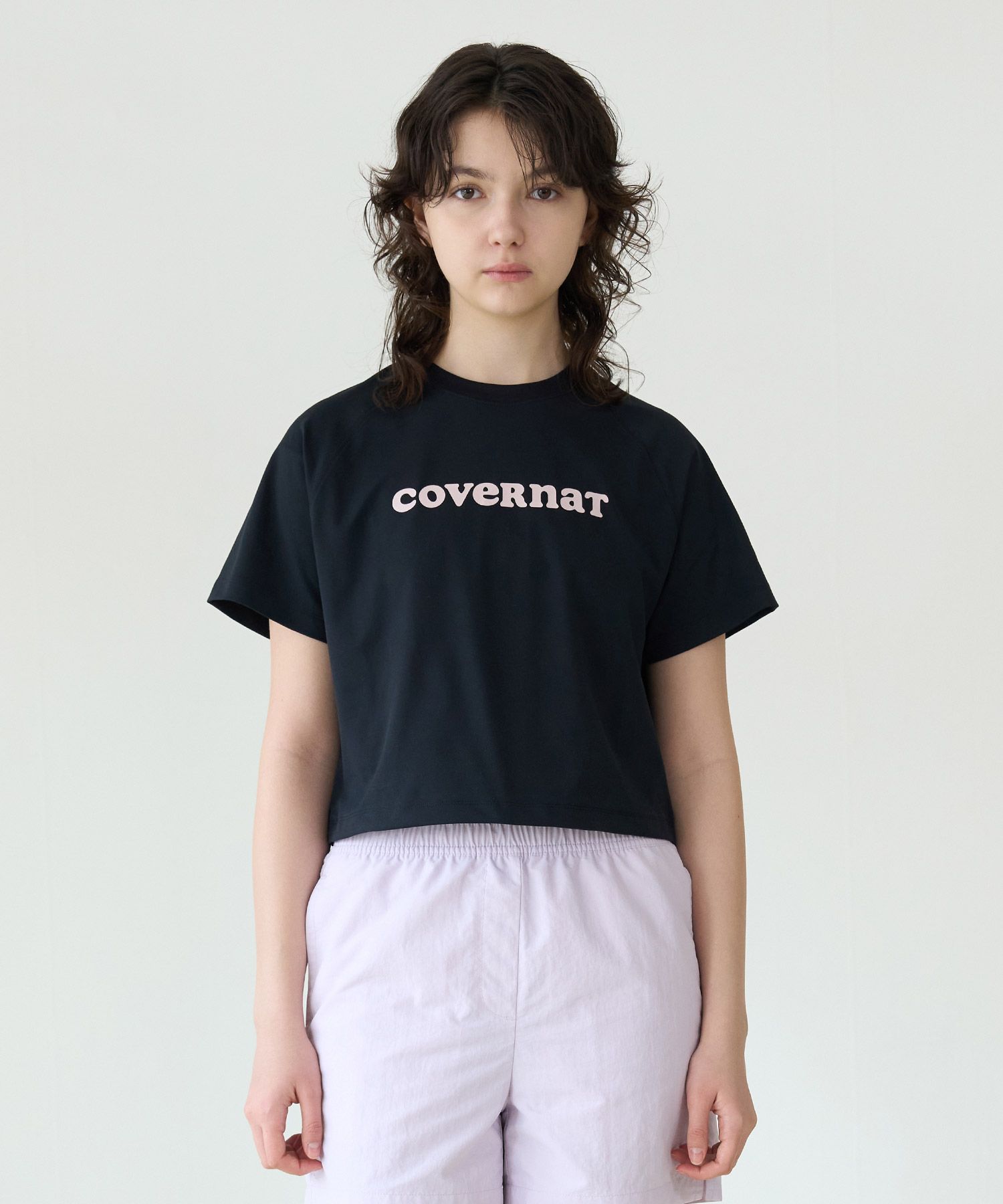 MUSINSA | COVERNAT WOMAN Women's Ice String Crop Short Sleeve Tee Black