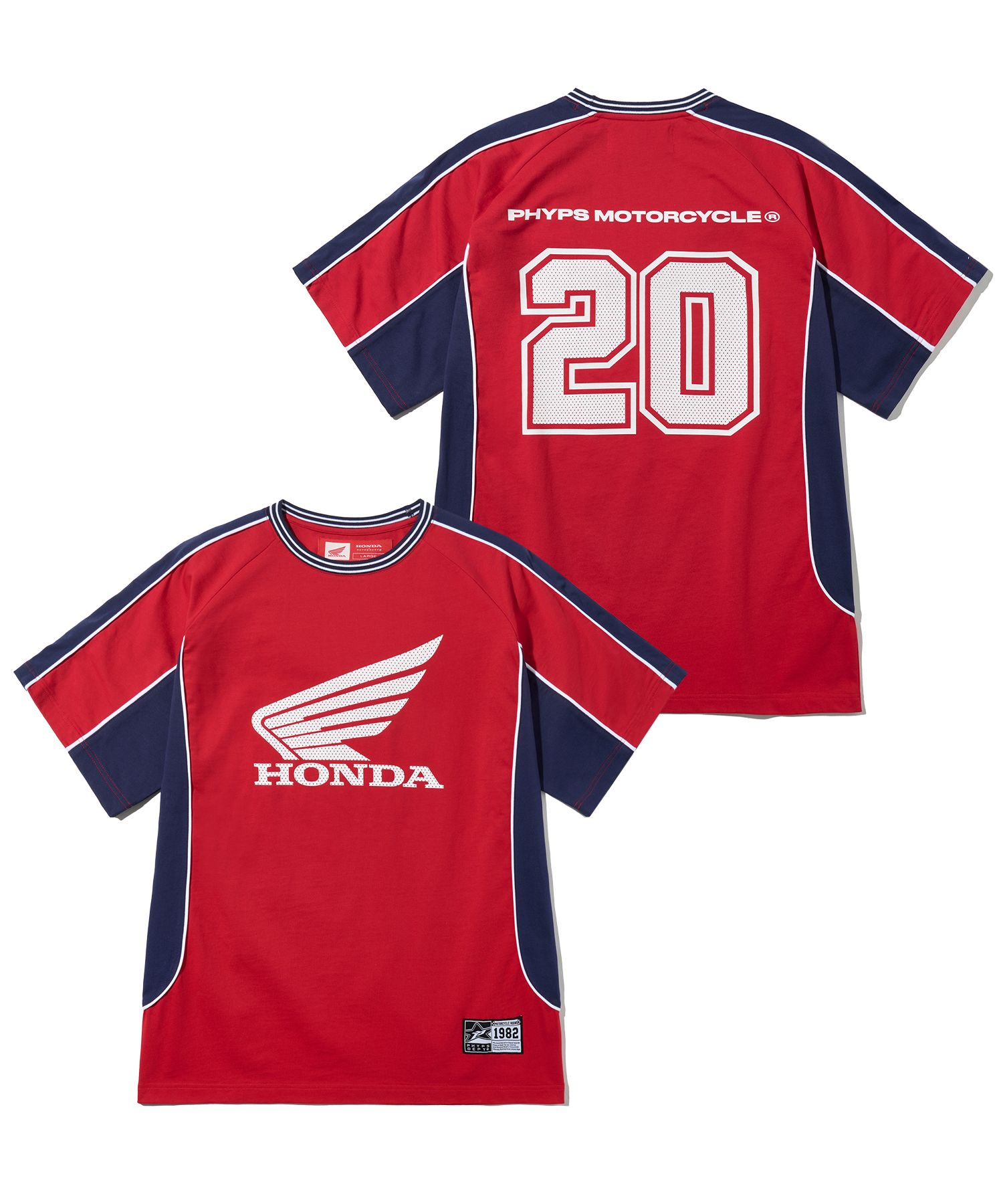MUSINSA | Honda Motorcycle Football Color Block Short Sleeve Red