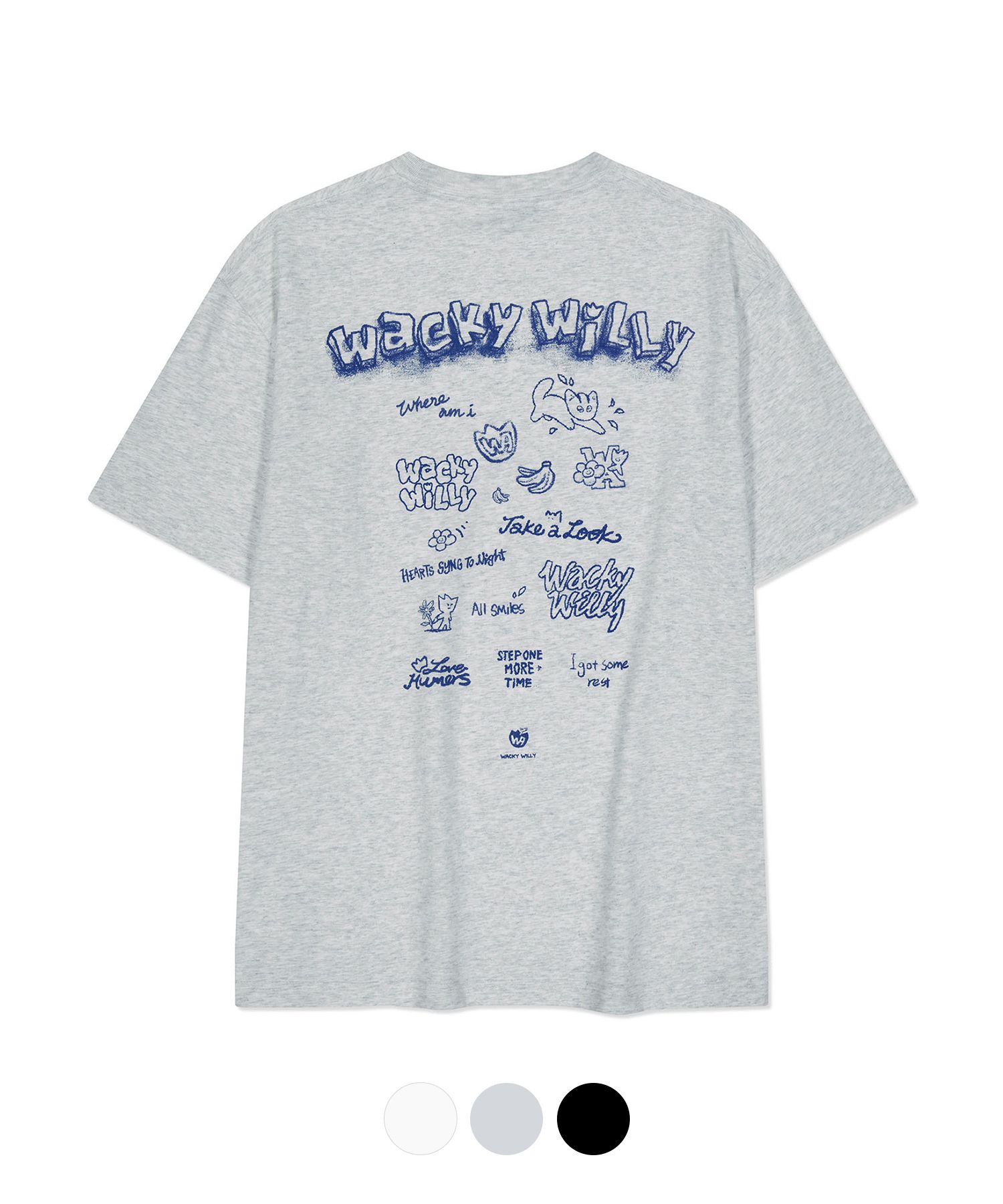 MUSINSA公式 | WACKY WILLY スケッチグラフィック半袖Tシャツ（3色）