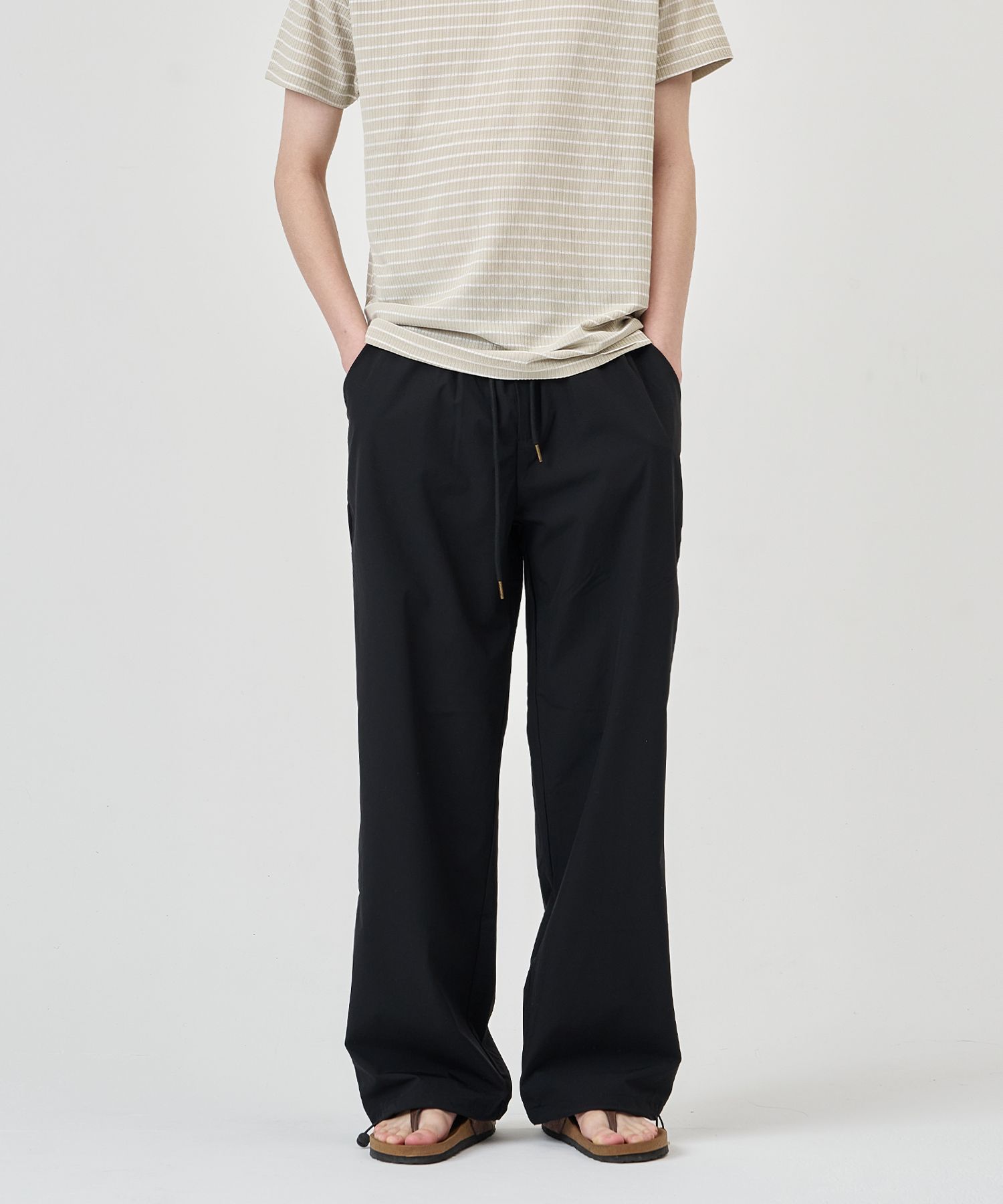 MUSINSA | ABON Cool Wide Span String Pants Black