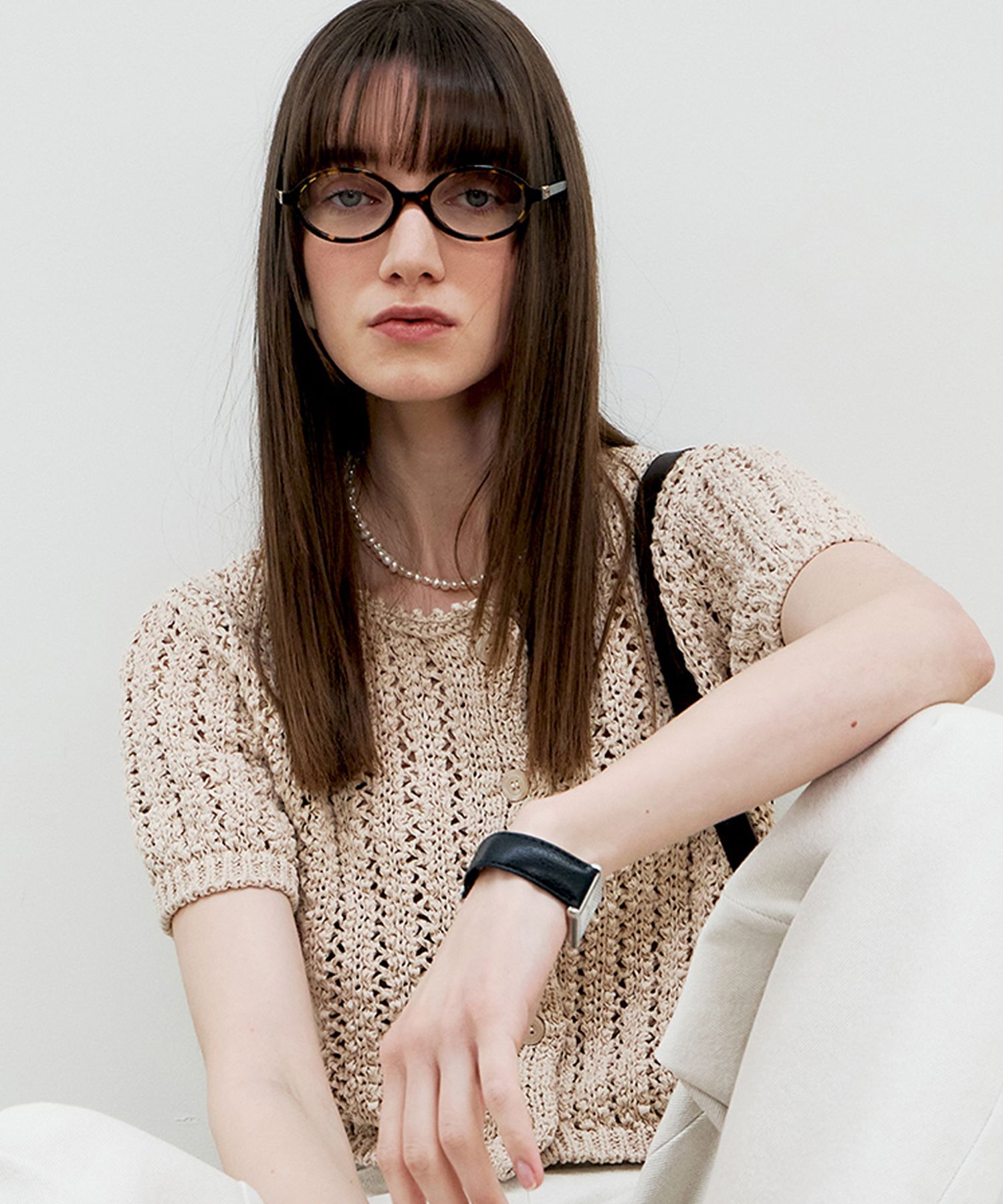 MUSINSA | MARRON EDITION 25 Summer_ Beige Net Knit Cardigan