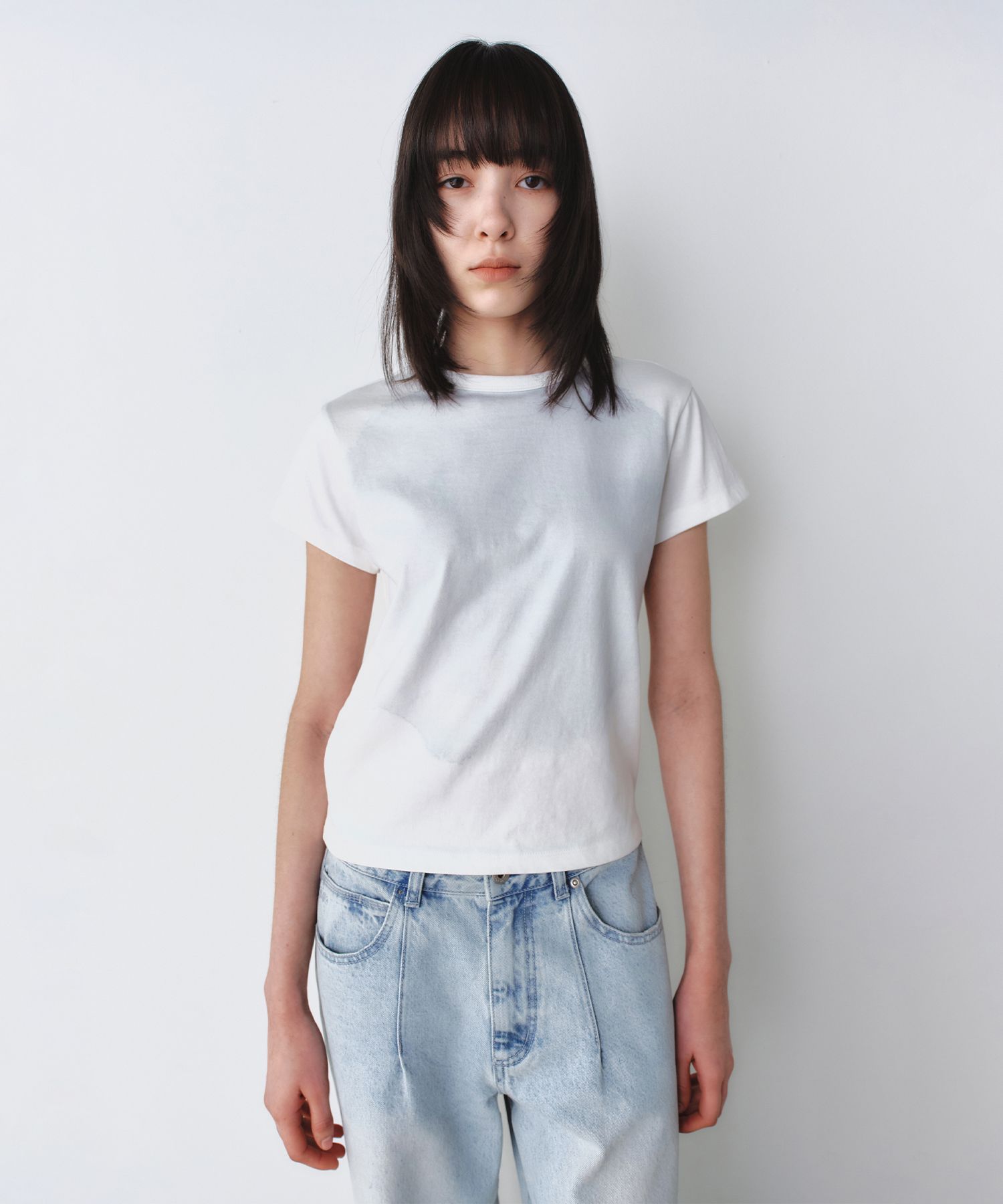 MUSINSA公式 | INSILENCE WOMEN SMUGGING GRAPHIC SHORT SLEEVE BLUE