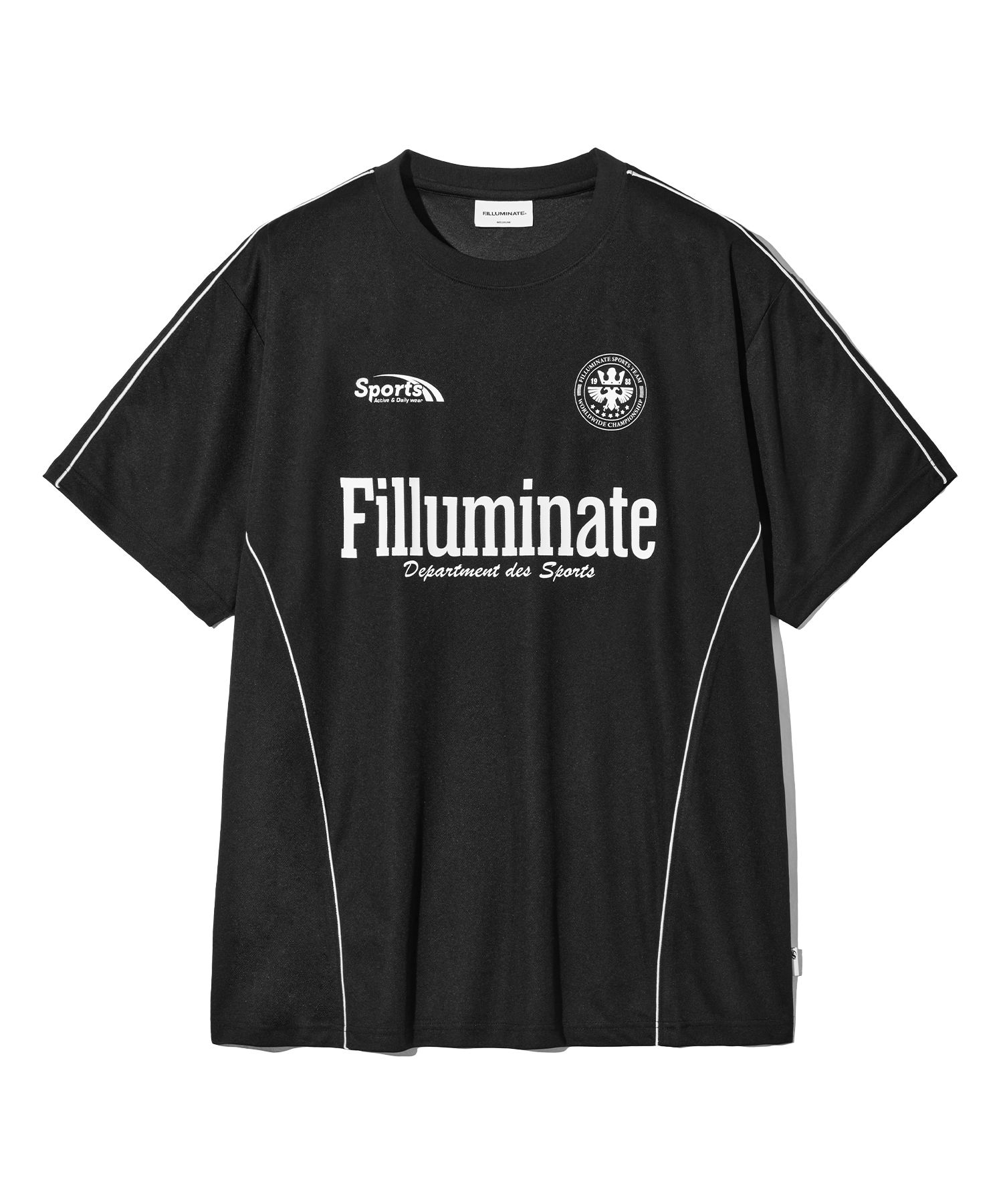 MUSINSA | FILLUMINATE Line Mesh Jersey T-Shirt - Black