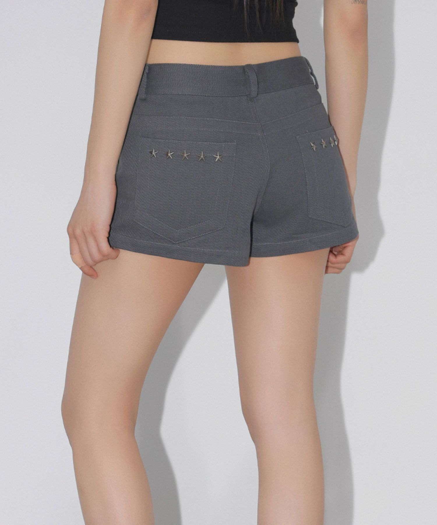 MUSINSA | CHICKS Multi-stud shorts charcoal